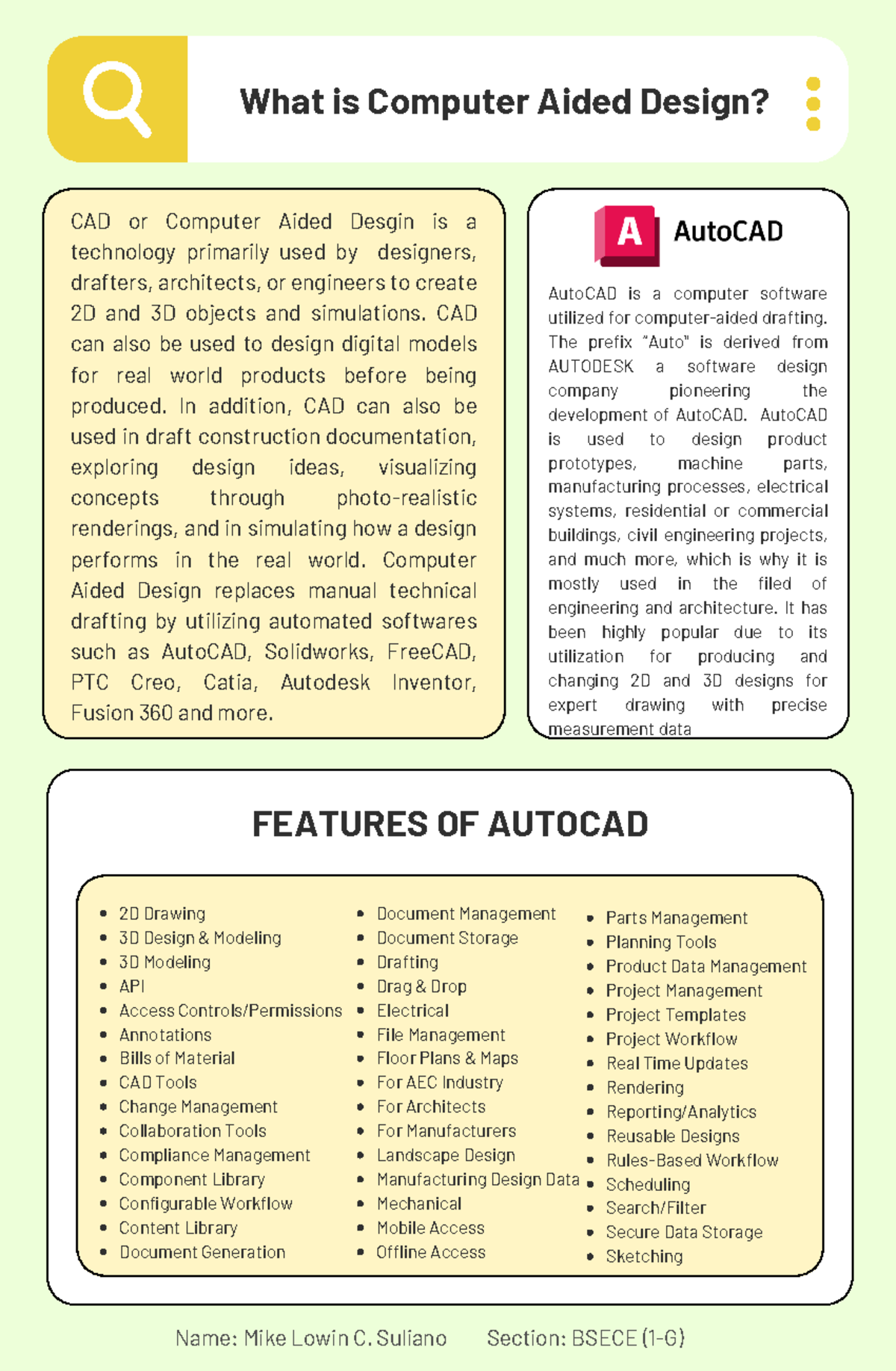 Computer Aided Design - CAD ####### can also be used to design digital ...