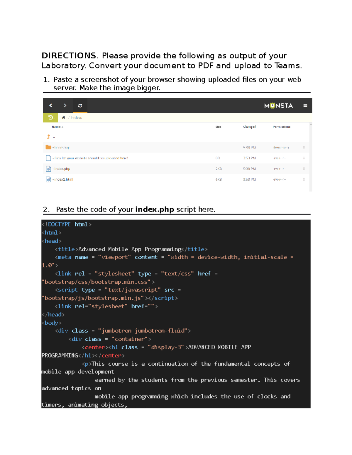 13. Lab-Activity-2-Output P10010 - DIRECTIONS. Please provide the following as output of your ...