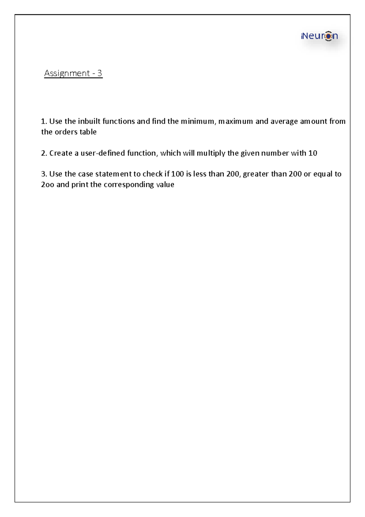 SQLAssignment 3 - questions - Data Visualization - Assignment - 3 1 ...