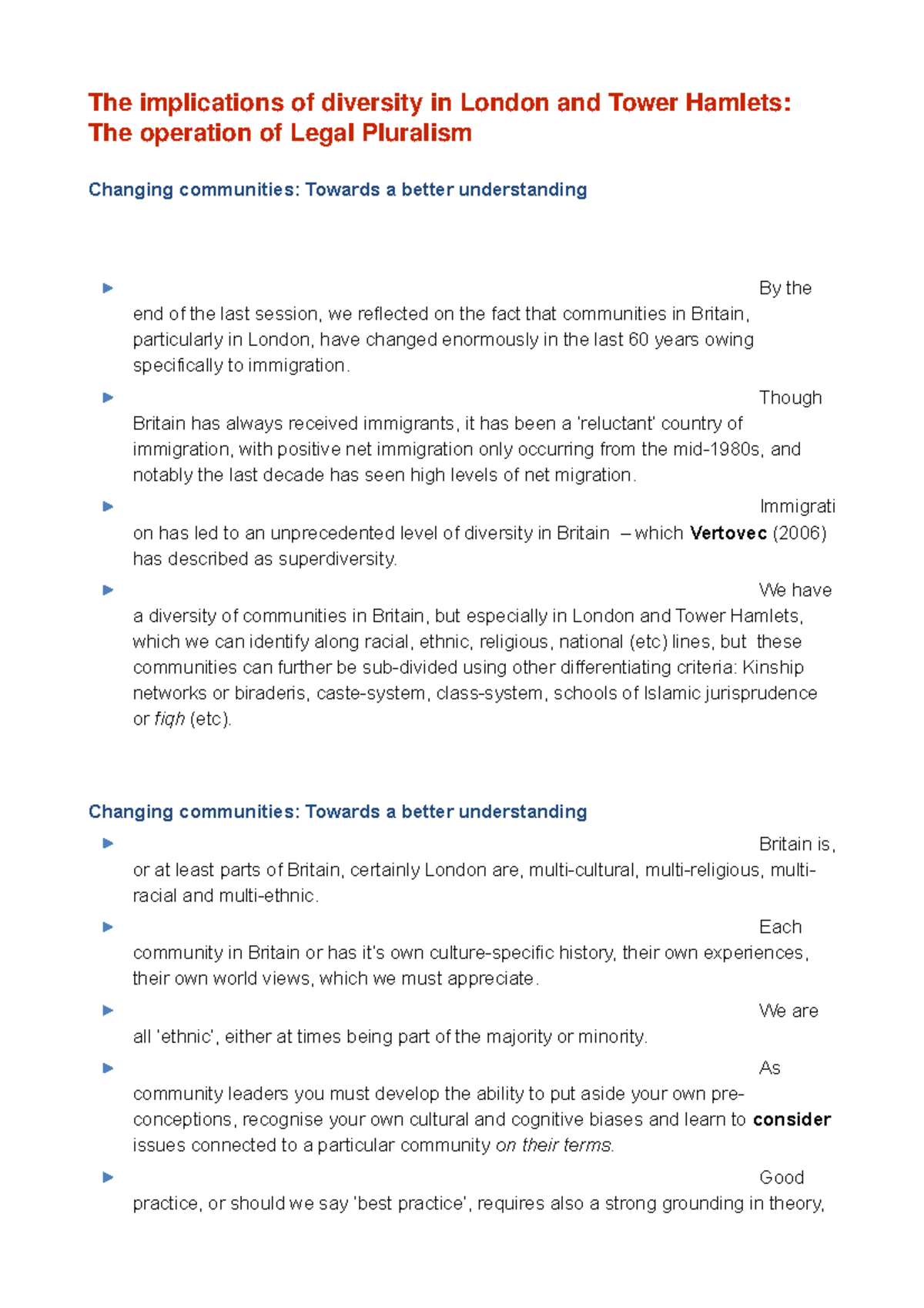 The implications of diversity in London and Tower Hamlets- The ...