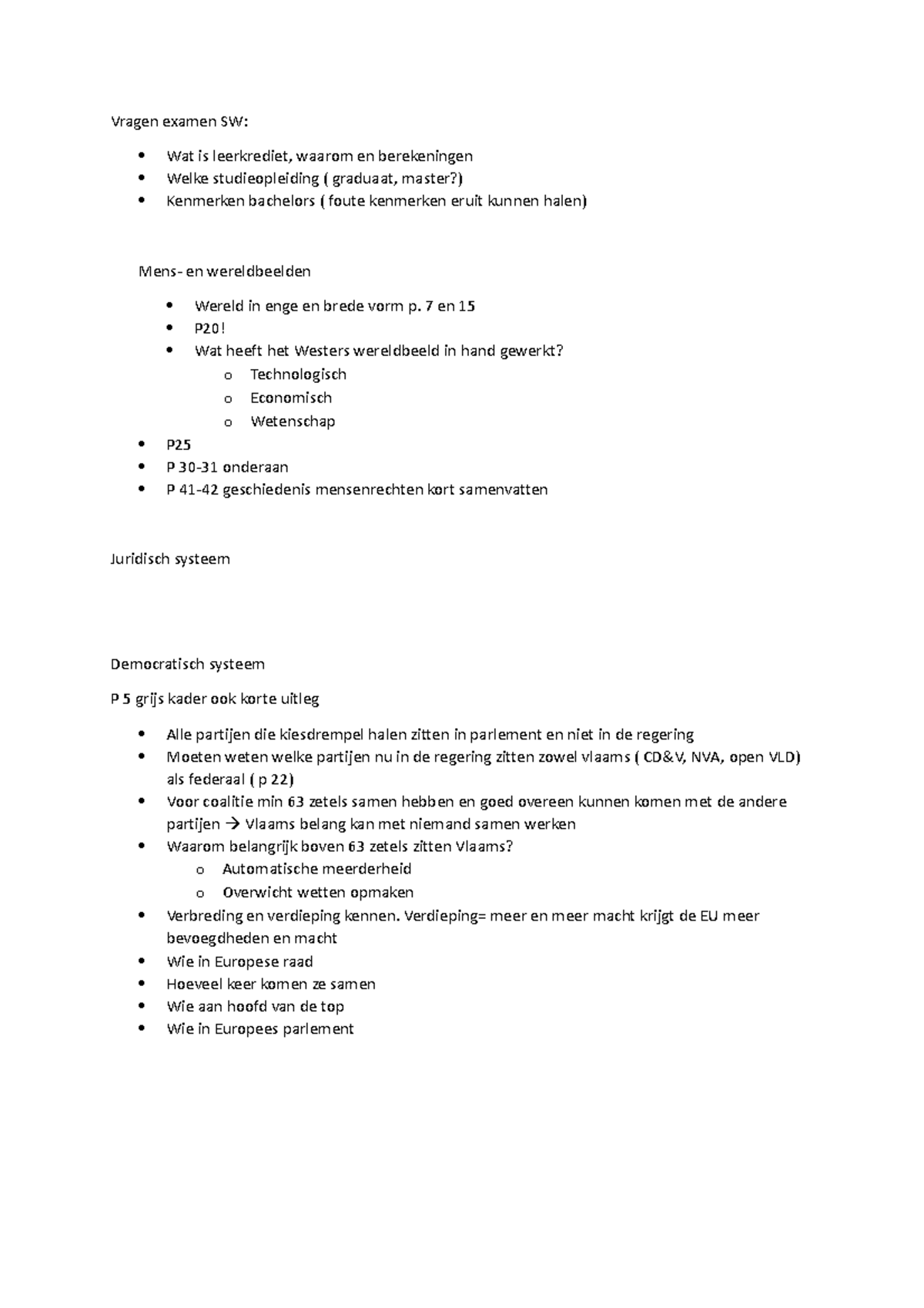 Vragen examen sw - Vragen examen SW: Wat is leerkrediet, waarom en ...