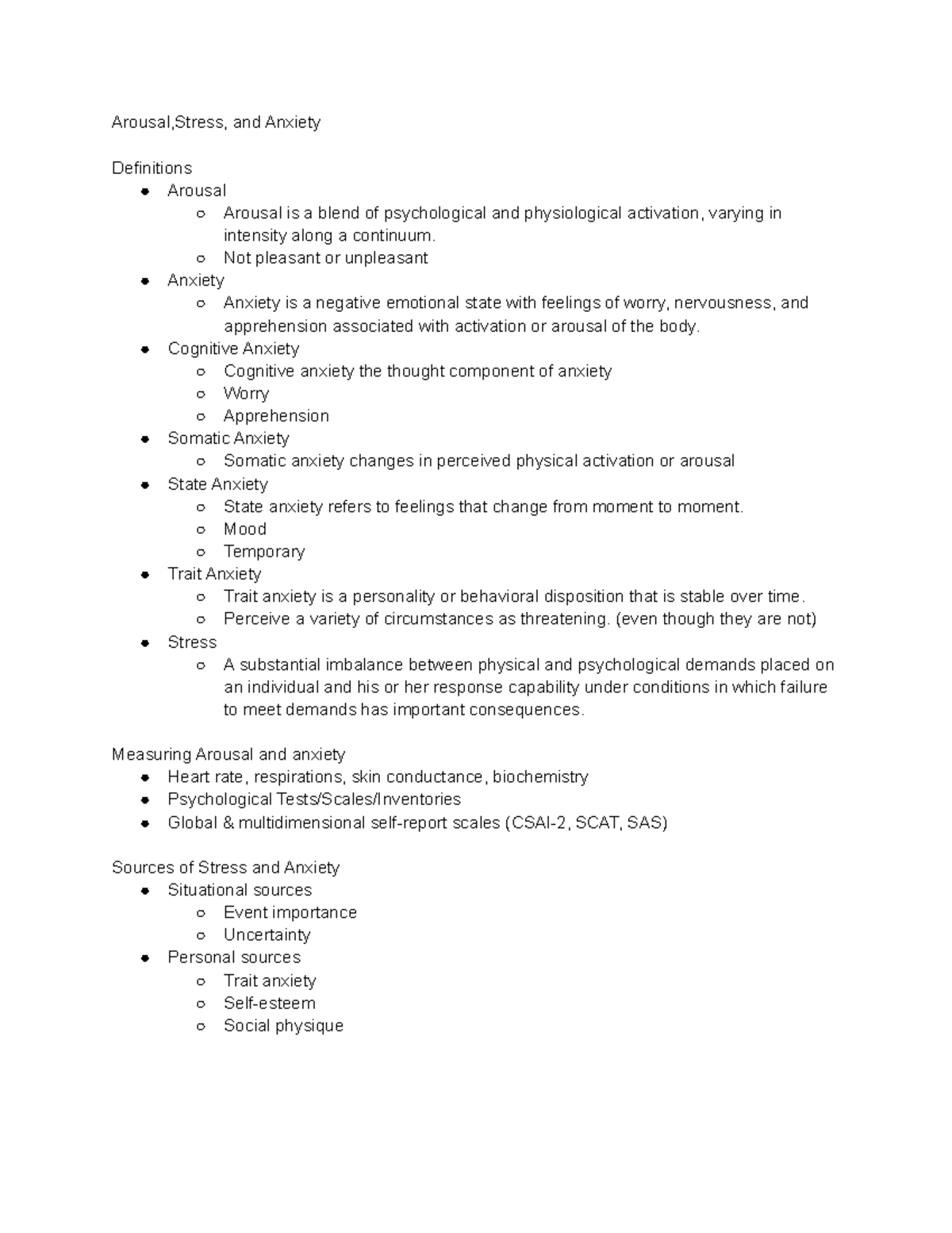 Arousal,Stress, and Anxiety - Sport Psych - Arousal,Stress, and Anxiety ...