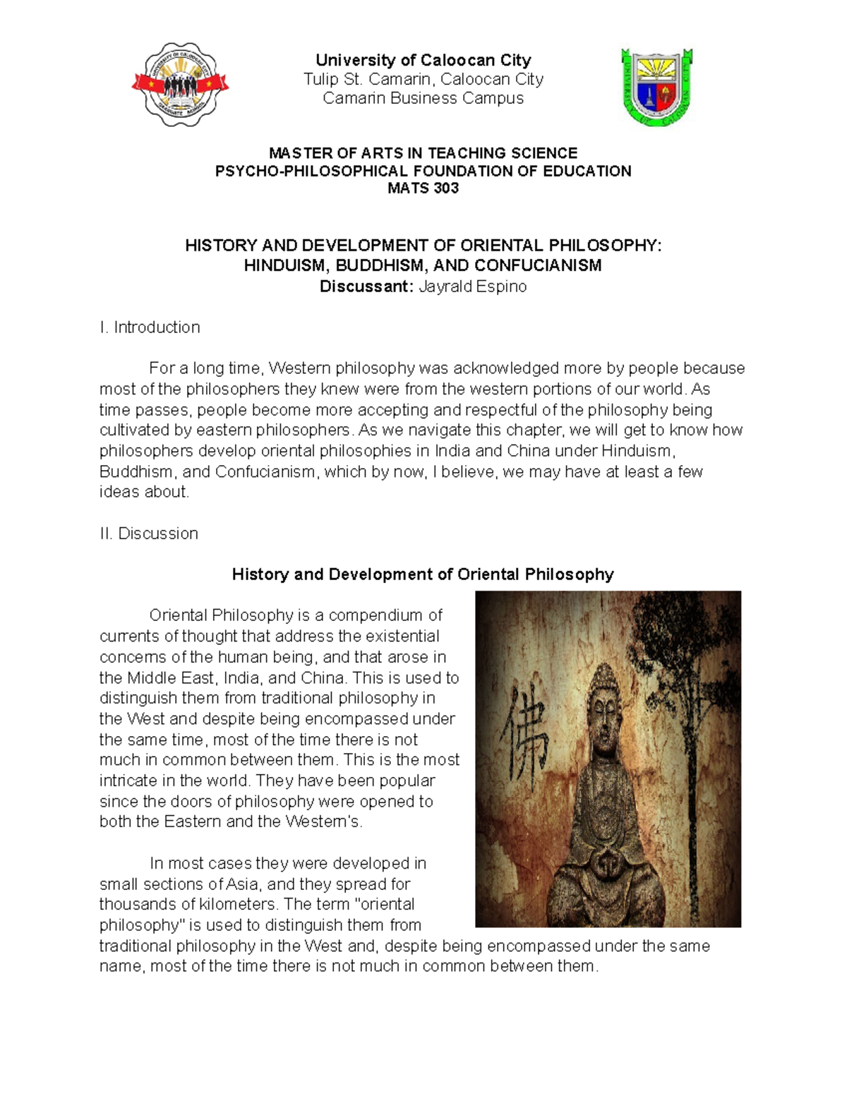 History and Development of Oriental Philosophy - Hinduism, Buddhism, and Confucianism - Tulip St ...