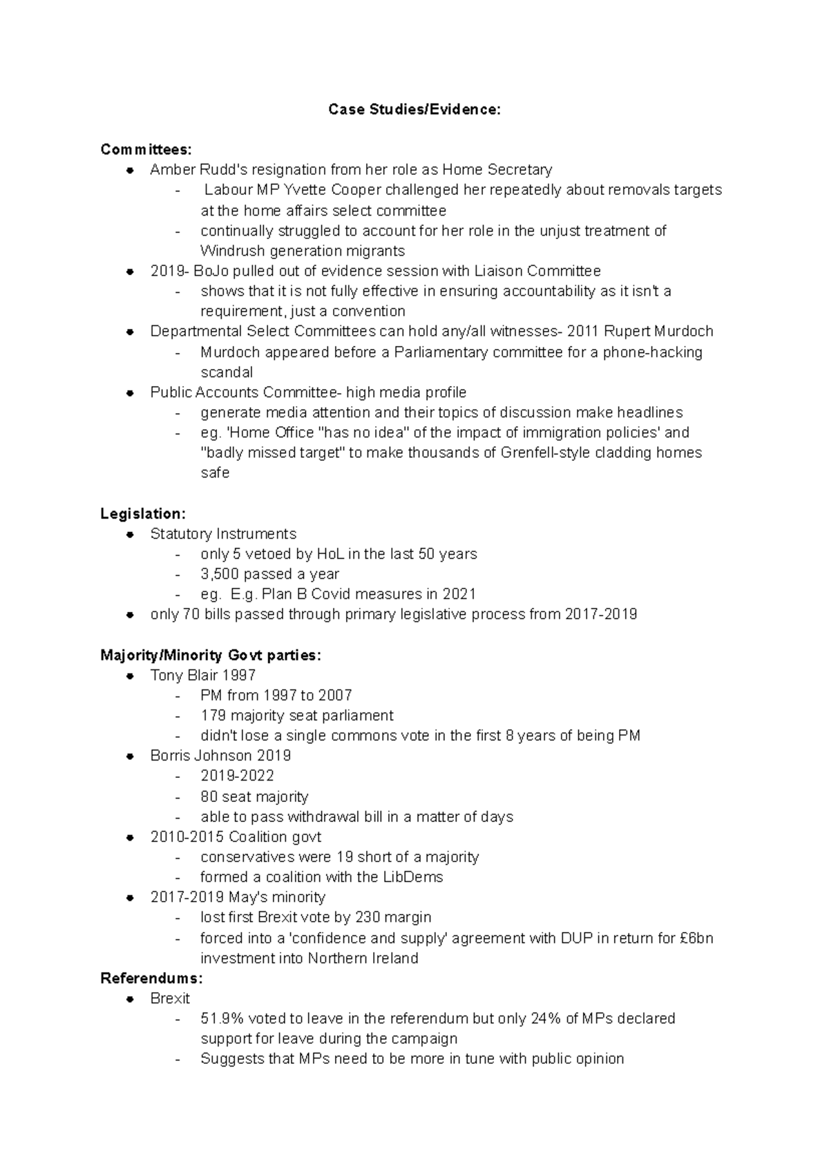 Evidence to use in Politics A Level - UK Government - Case Studies ...