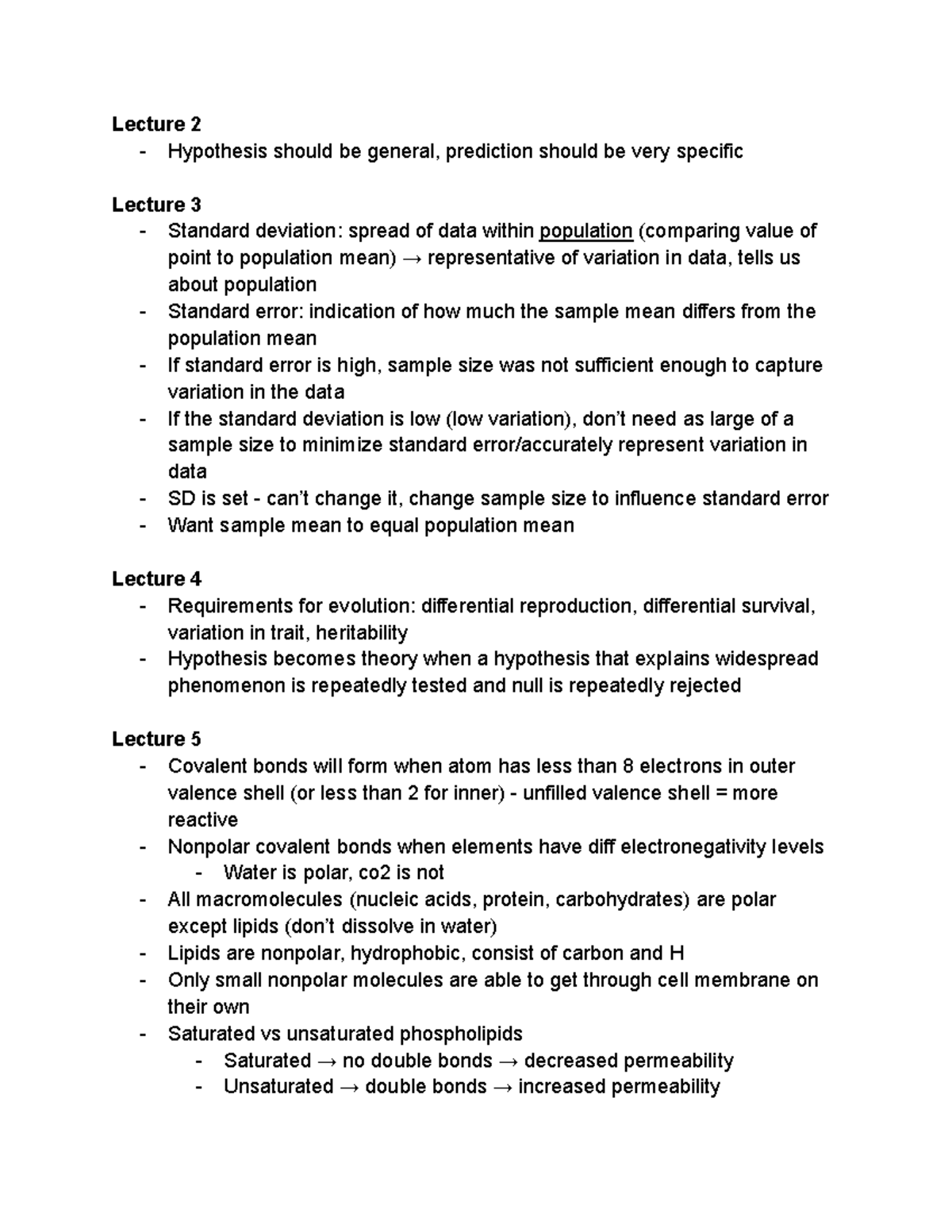 Important notes for bio finals review - Lecture 2 - Hypothesis should ...