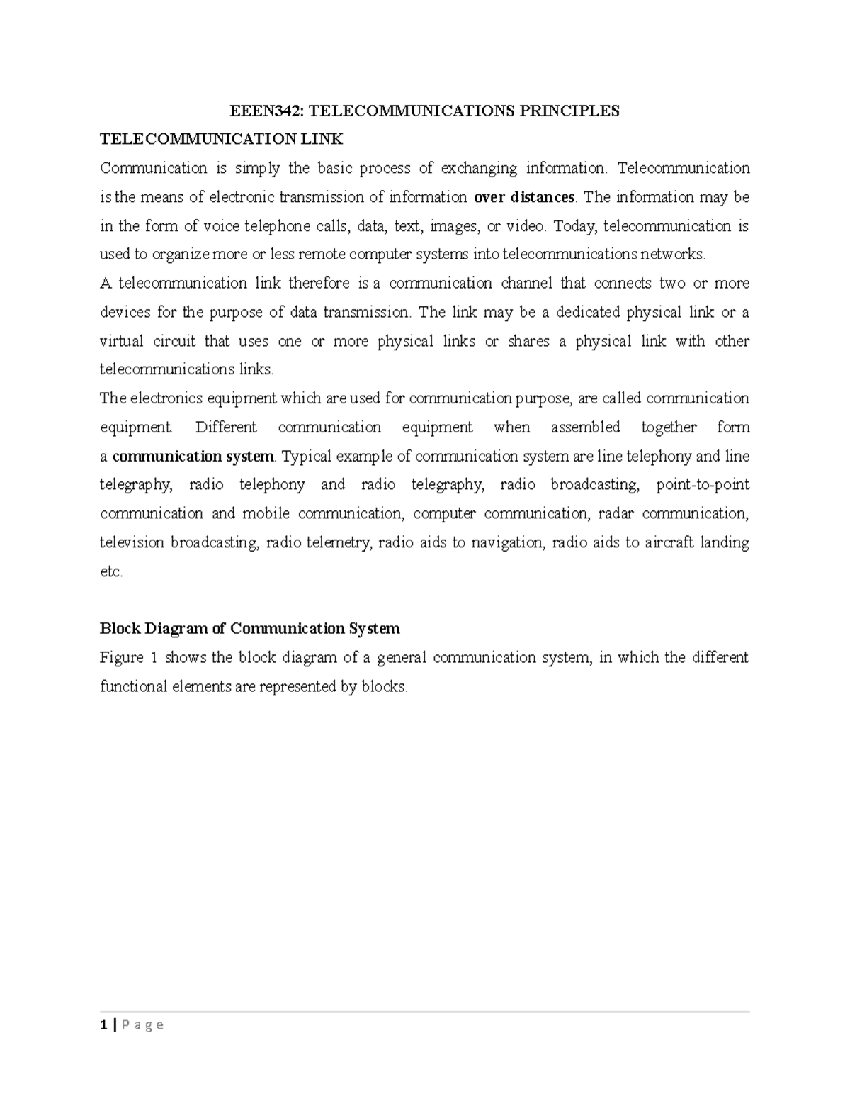 EEEN 342 - Note 1 - EEEN342: TELECOMMUNICATIONS PRINCIPLES ...