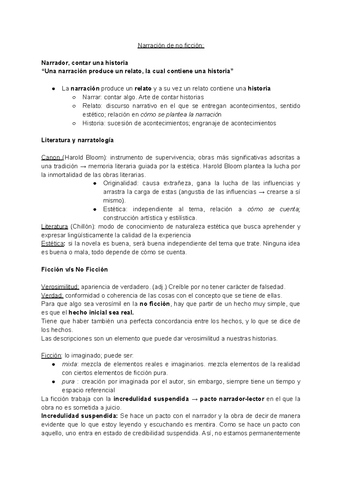 Materia completa Narración de No Ficción - Narración de no ficción ...