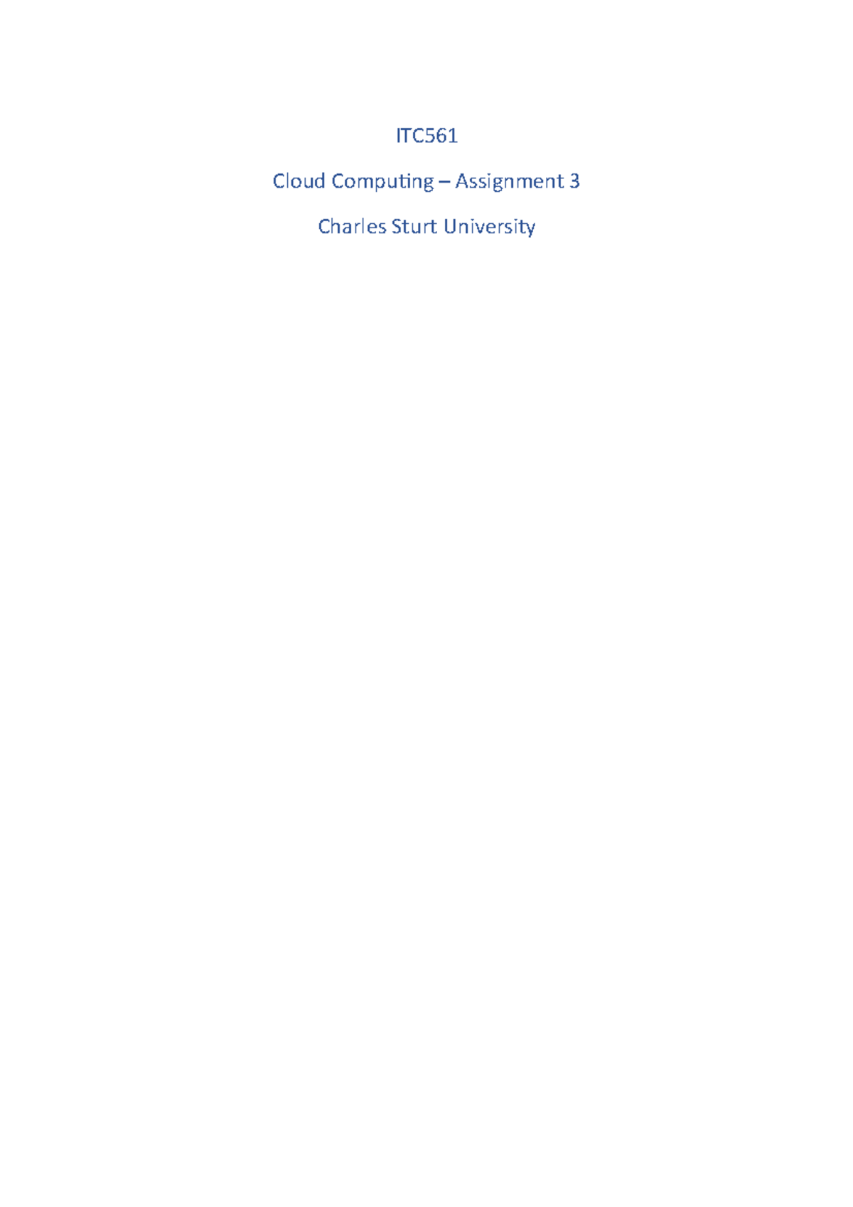 Itc561 Assignment 3 Aws Implementation Itc Cloud Computing