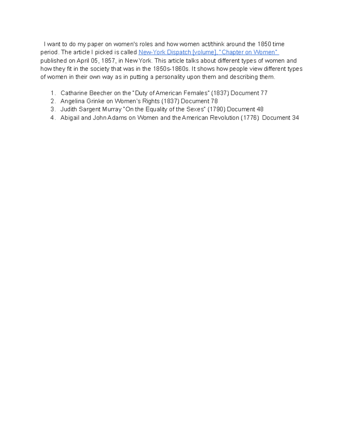 Chronicling America Paper - I want to do my paper on women's roles and ...