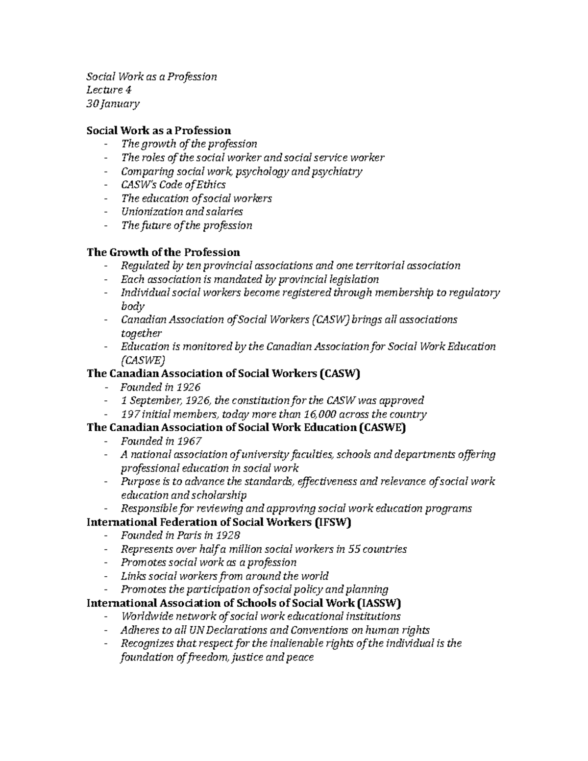 Social Work Lecture 5 - Prof. Susan Hillock - Social Work as a ...