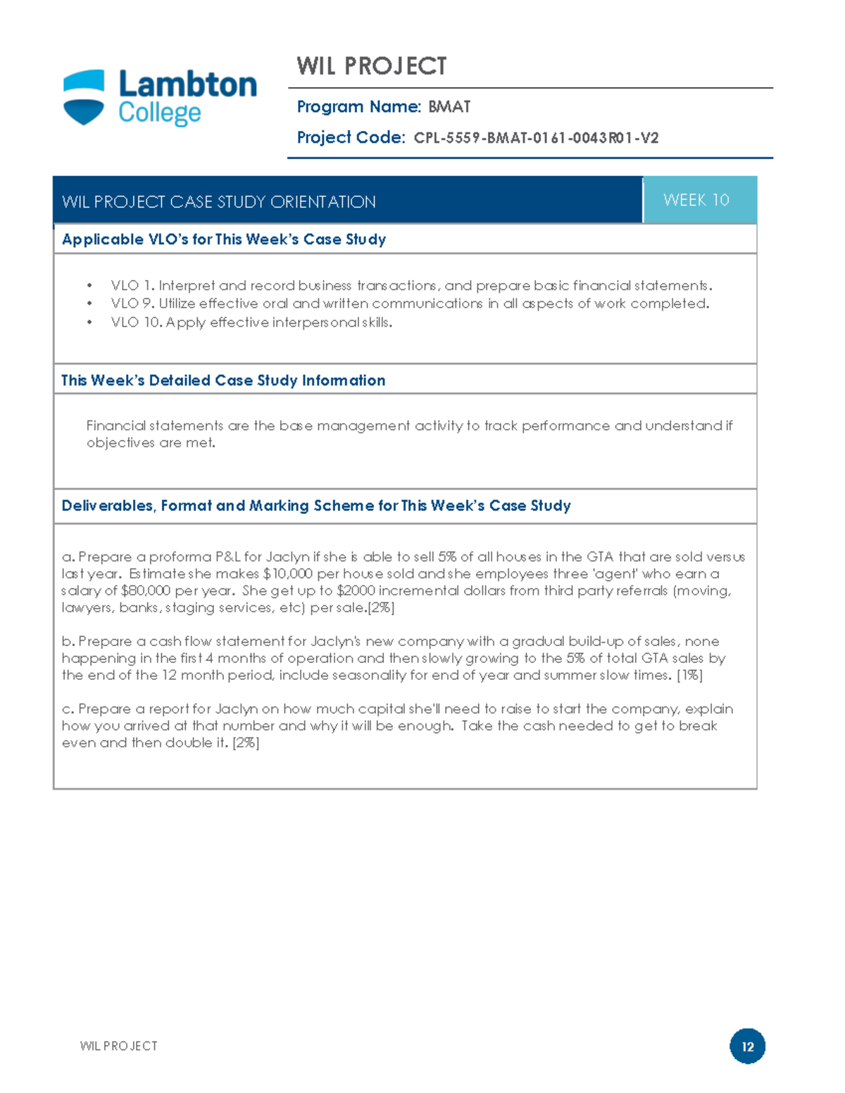 CPL 5559 BMAT 0161 0043R01 V2 week+10+ - 12 WIL PROJECT Program Name ...