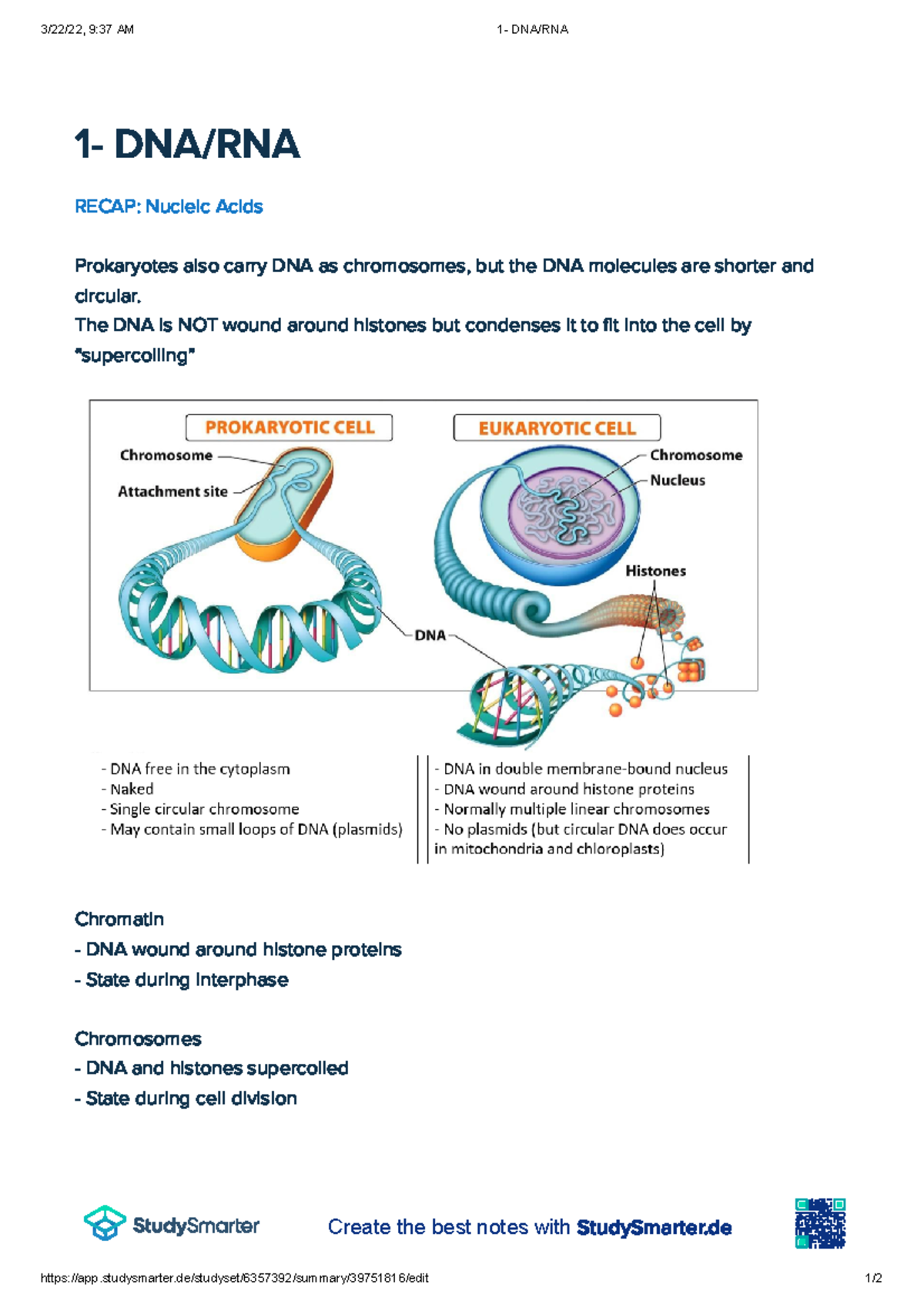 1- DNA RNA - notes - 3/22/22, 9:37 AM 1- DNA/RNA - Studocu