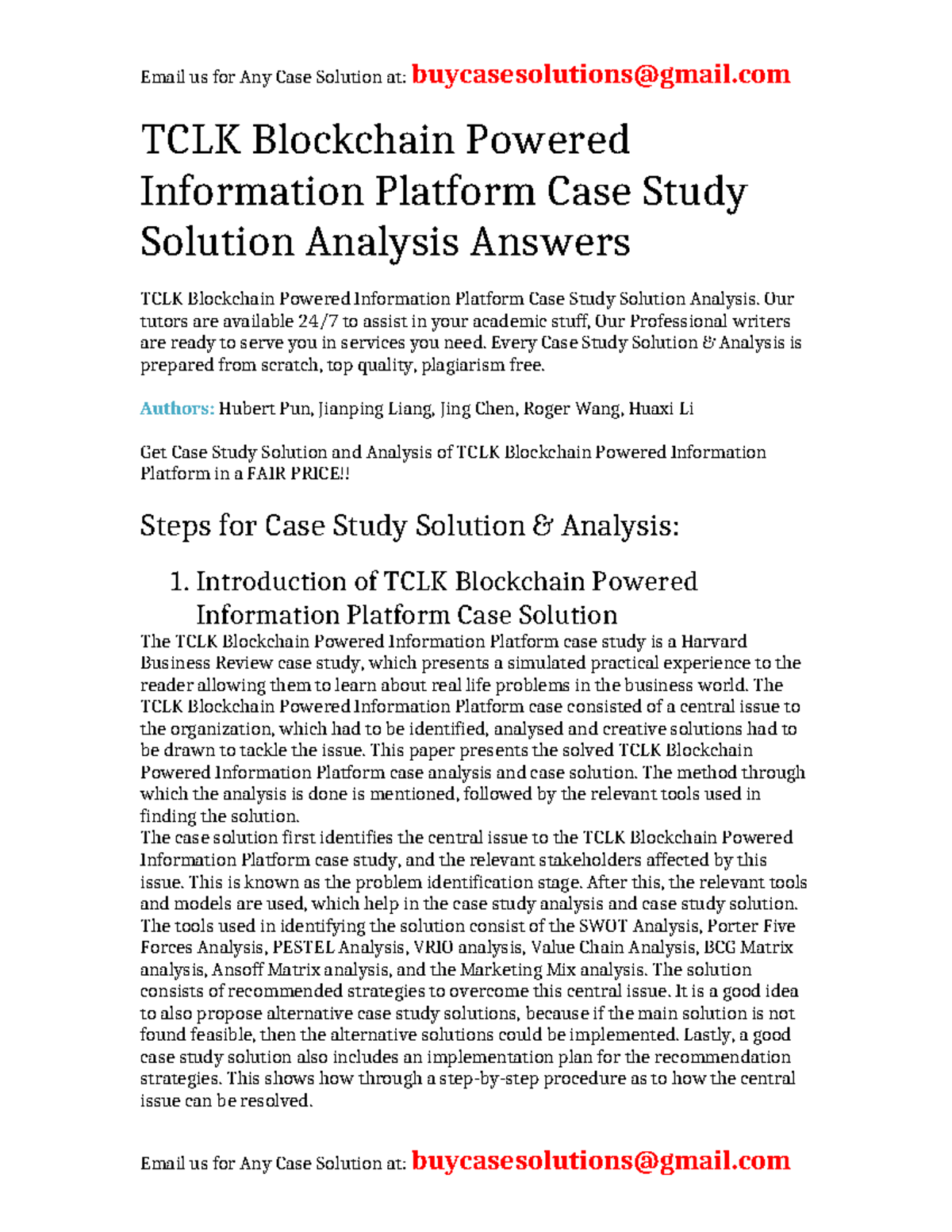 Case Solution TCLK Blockchain Powered Information Platform - TCLK Blockchain Powered Information ...