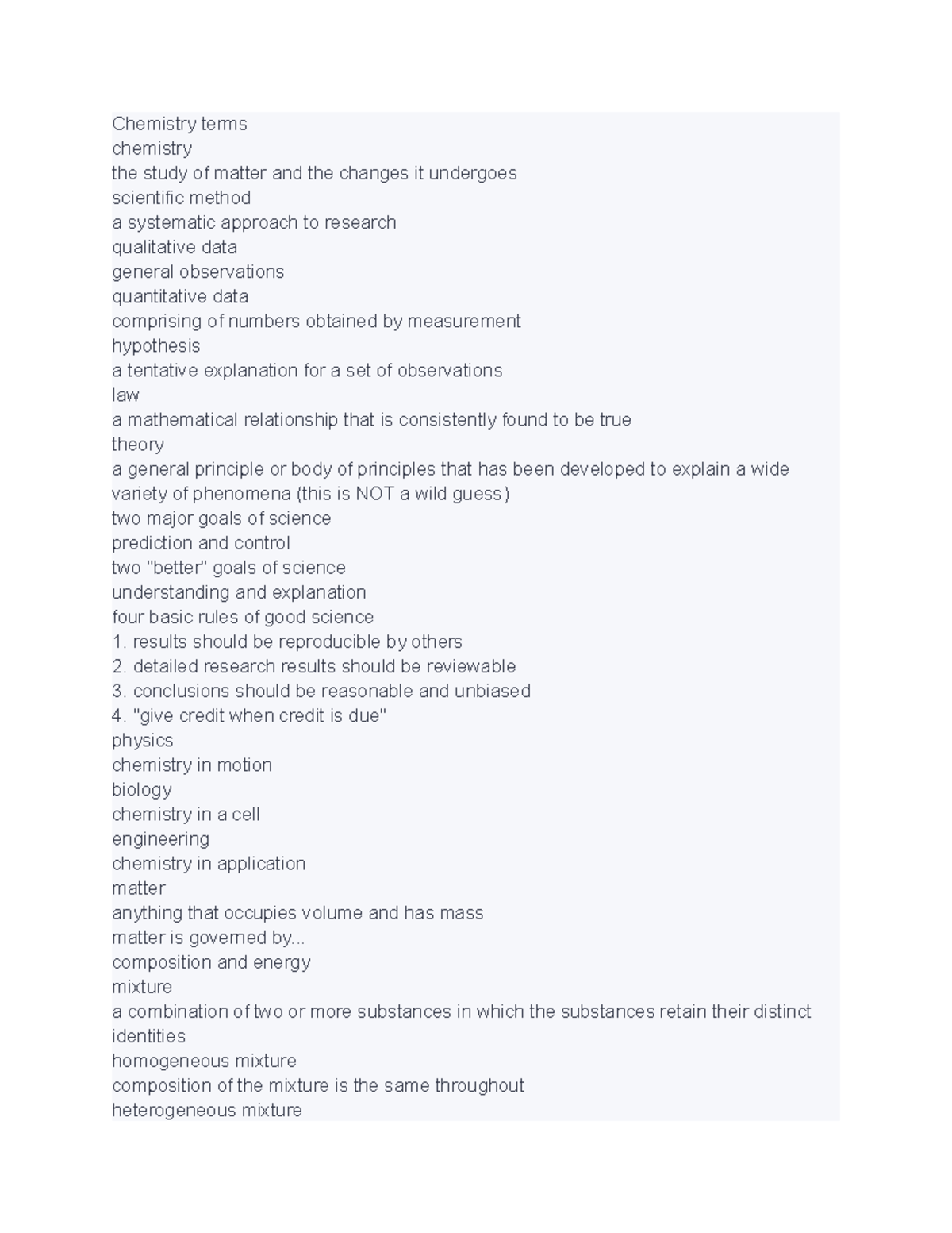 Chemistry terms - Chemistry terms chemistry the study of matter and the ...