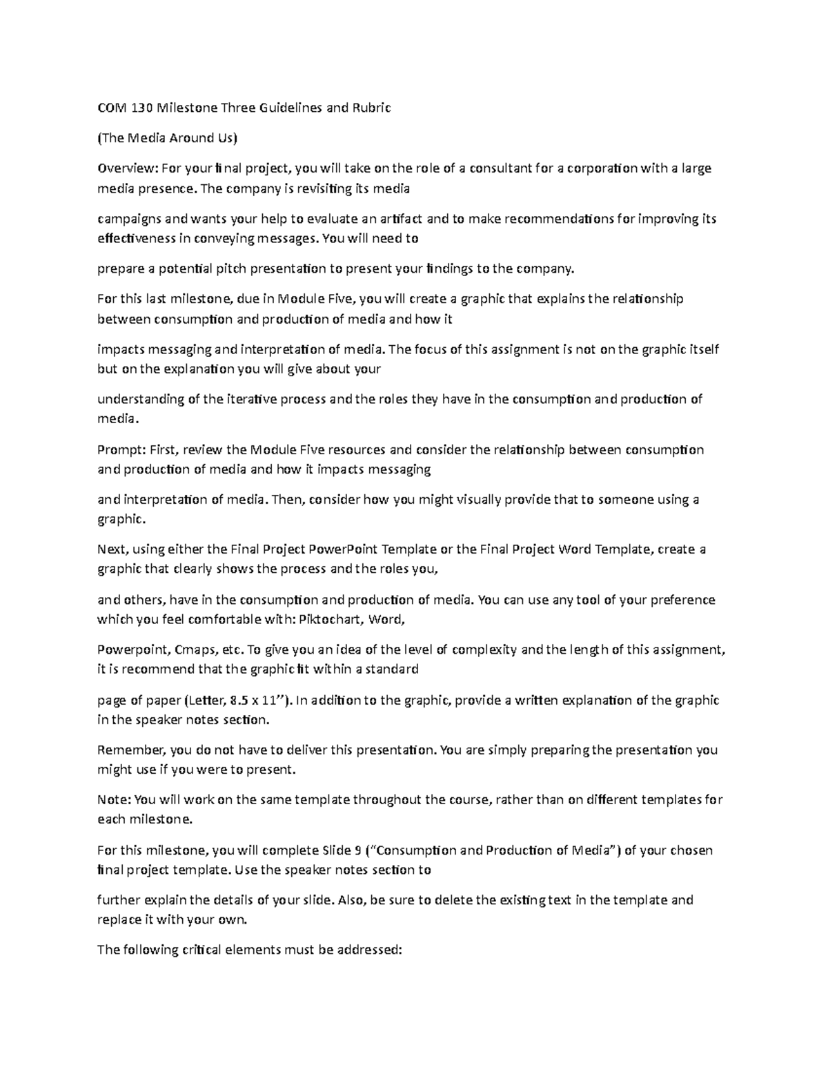 COM 130 Mile 3 Assignmnt - HUM 100 - SNHU - Studocu