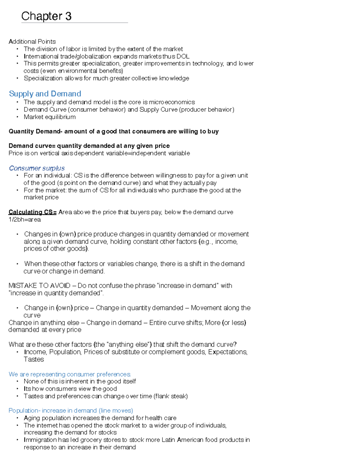 Chapter 3 Economics - Chapter 3 Additional Points - The division of ...