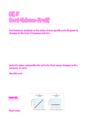 Ch. 6 - Lecture - Chapter 6 Cost volume profit analysis: additional issues CVP Analysis: Study ...