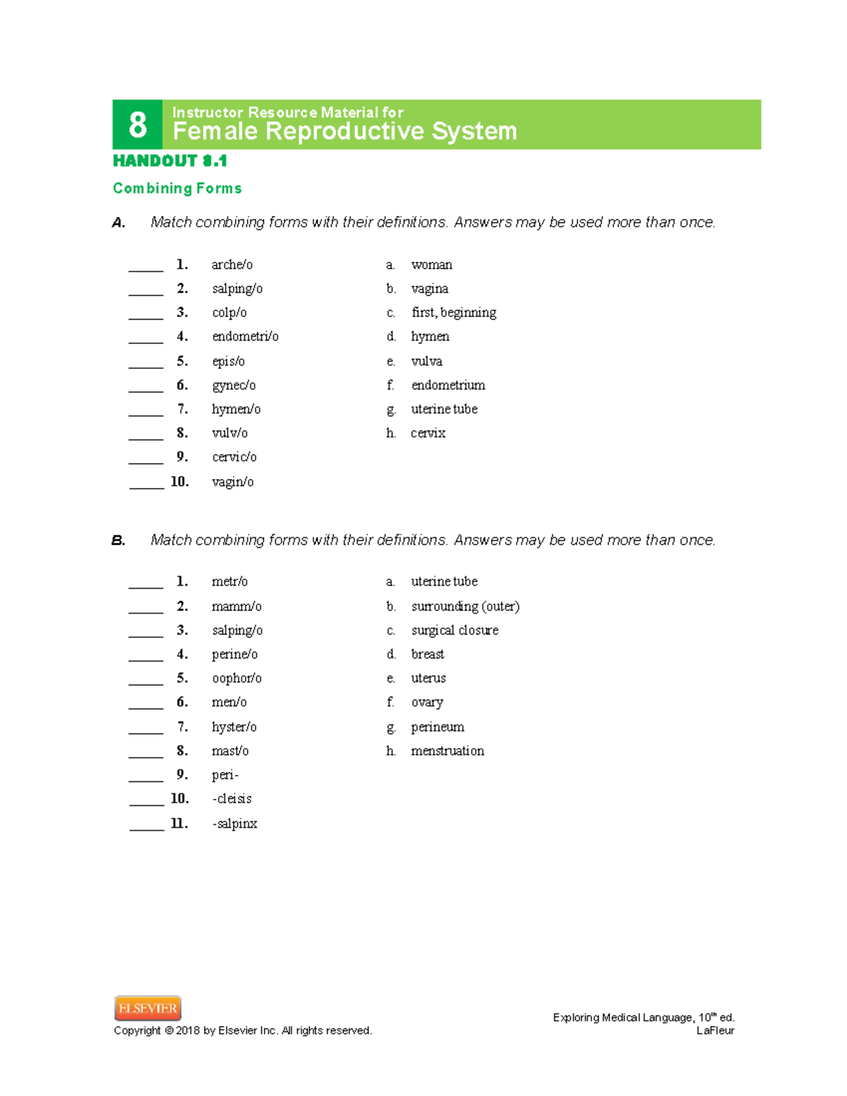 Chapter 008 - 8 Instructor Resource Material for Female Reproductive ...