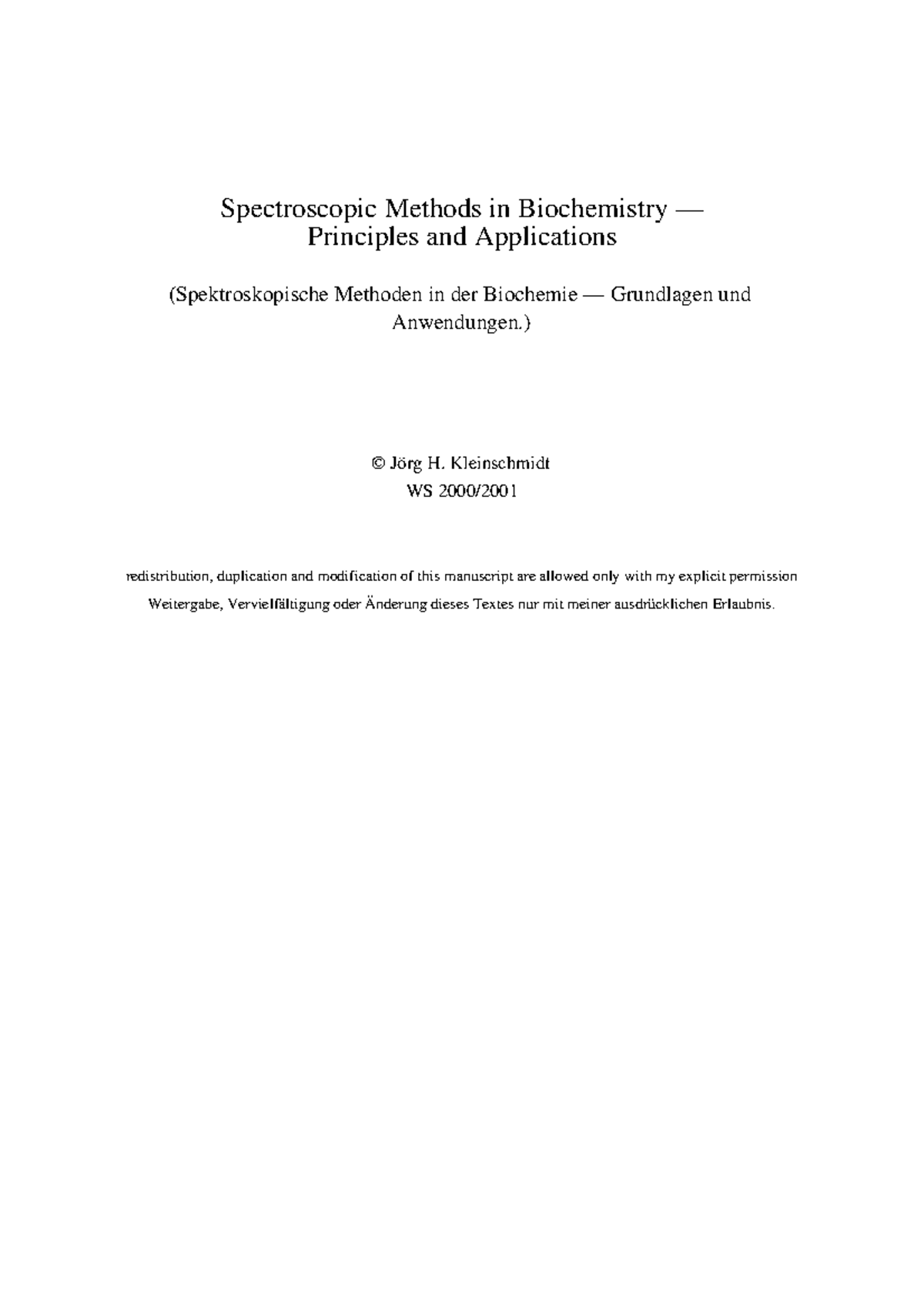 Introduction BIOC 203 Spectrophotometric Methods - Spectroscopic ...