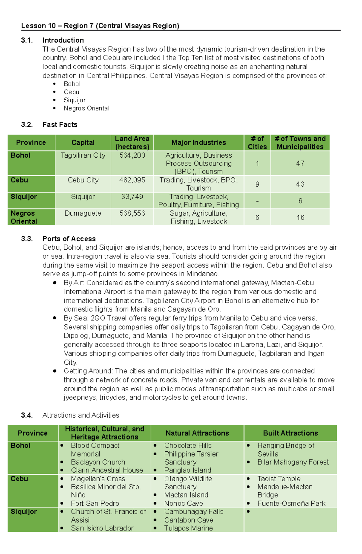Lesson 10 - Region 7 (Central Visayas Region) - Lesson 10 – Region 7 ...