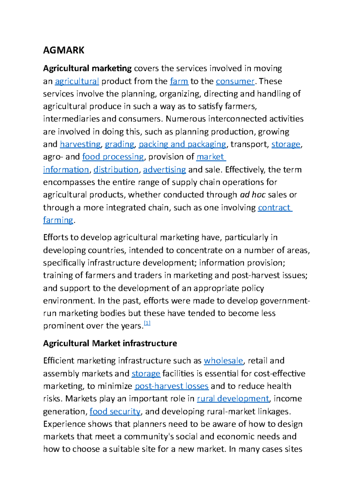 Agmark - AGMARK Agricultural marketing covers the services involved in ...