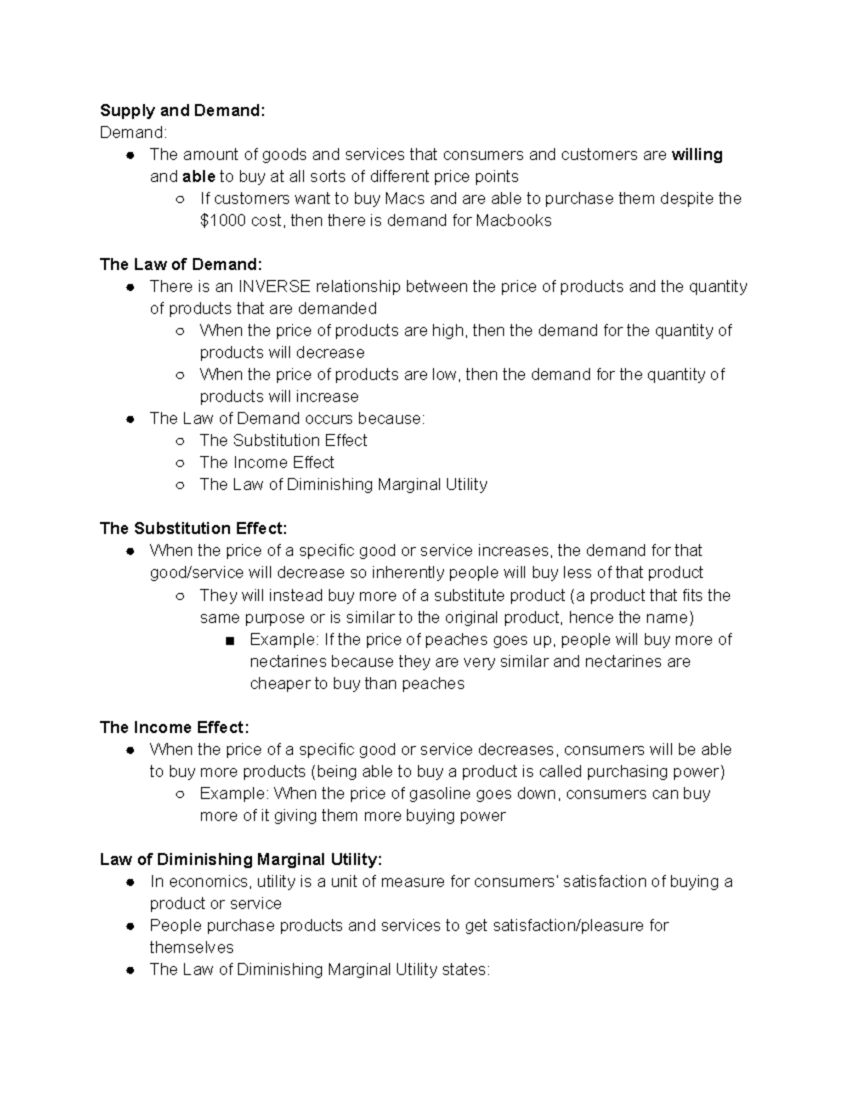 AP Microeconomics Unit 2.1 and 2.2 Notes - Supply and Demand: Demand ...
