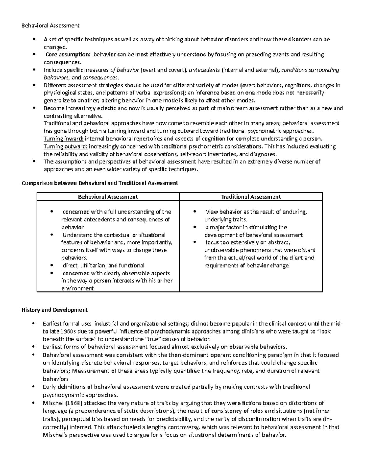Behavioral-Assessment - Behavioral Assessment A set of specific ...