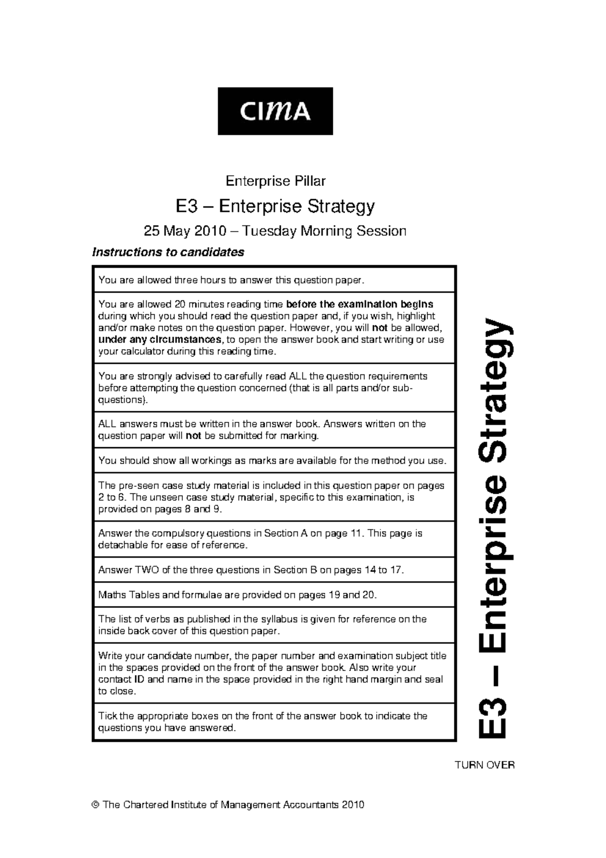 E3 QP May 2010 Final - PAPERS - Enterprise Pillar E3 – Enterprise ...