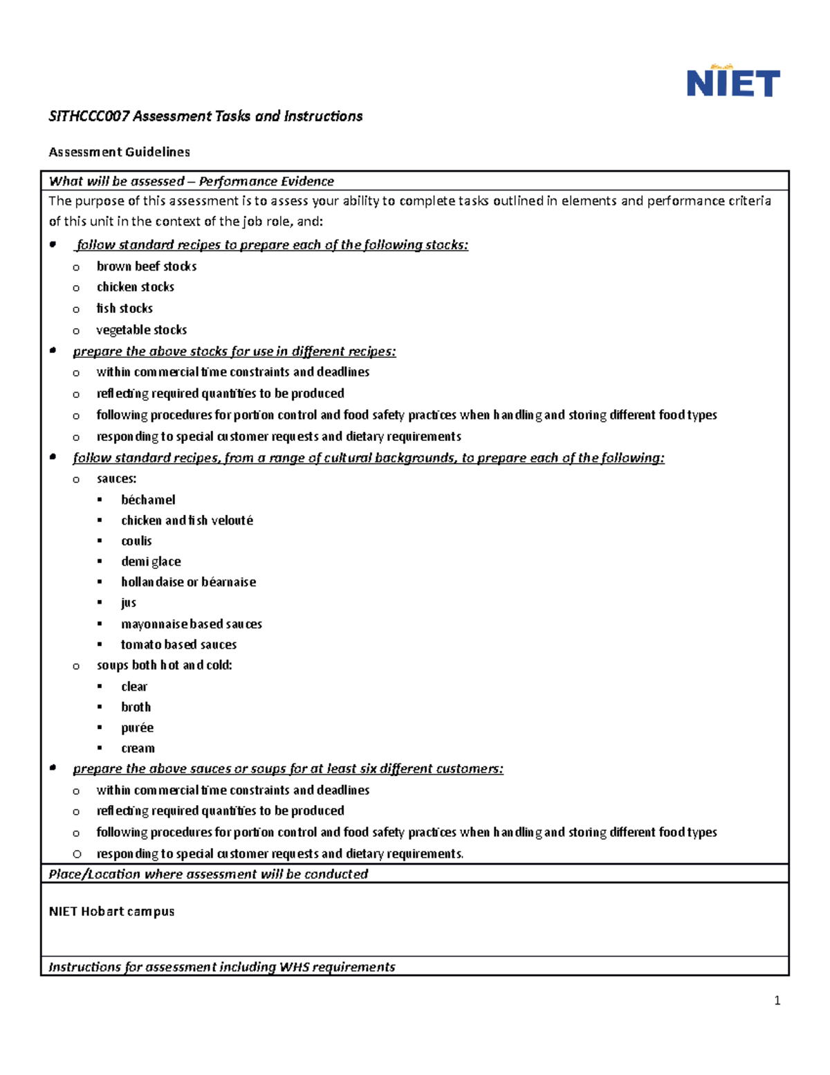 Sithccc 007 Assessment 2 - Practical Observation - SITHCCC007 Assessment Tasks and Instructions ...