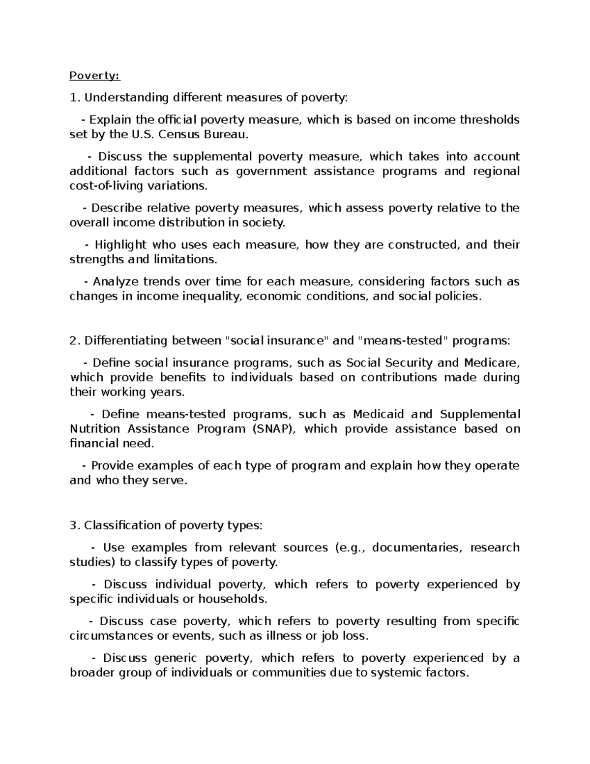 Final exam - American Dream - Poverty: 1. Understanding different ...