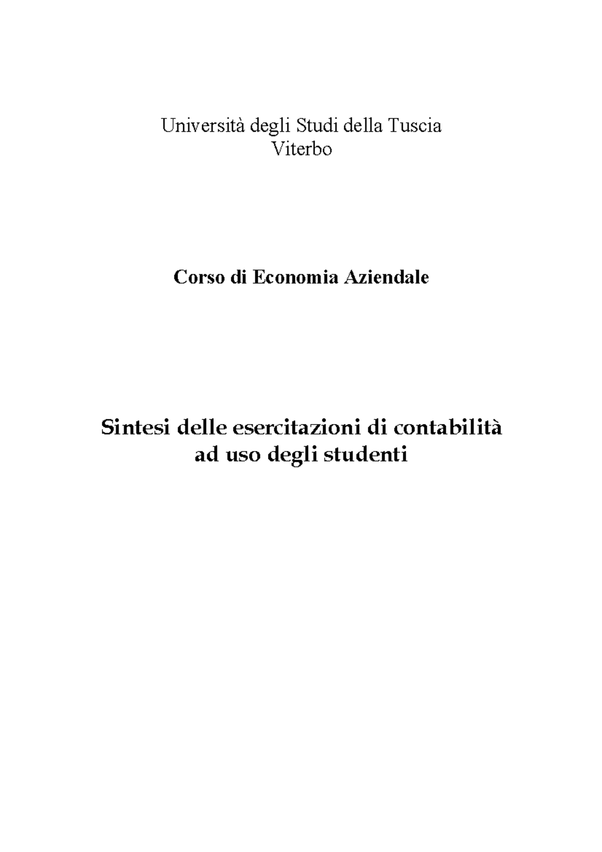 00. Dispensa contabilità - Universit‡ degli Studi della Tuscia Viterbo Corso di Economia ...