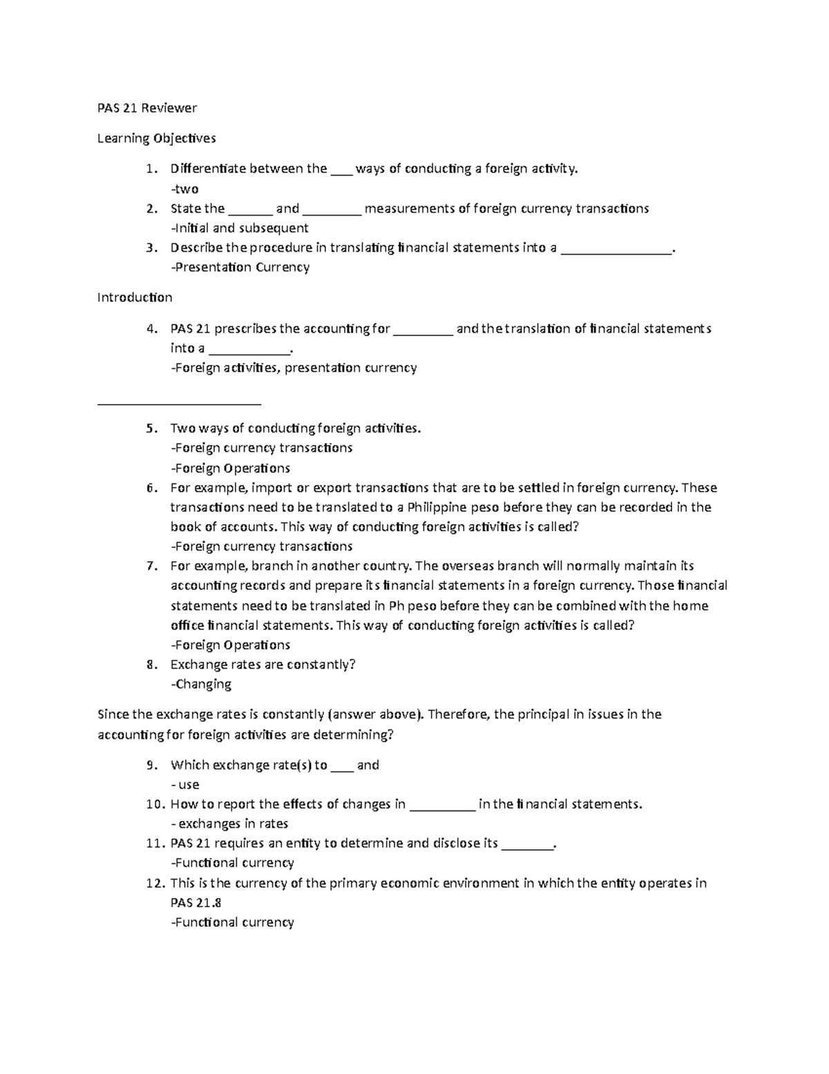 PAS-21 CFAS by Millan - PAS 21 Reviewer Learning Objectives ...