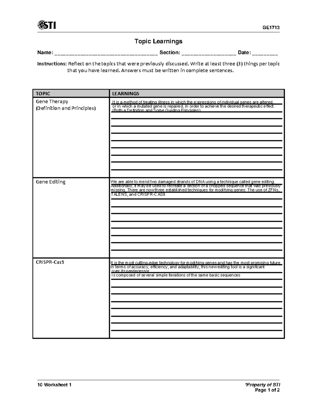 STS - Purposive Communication - GE 10 Worksheet 1 *Property of STI Page ...