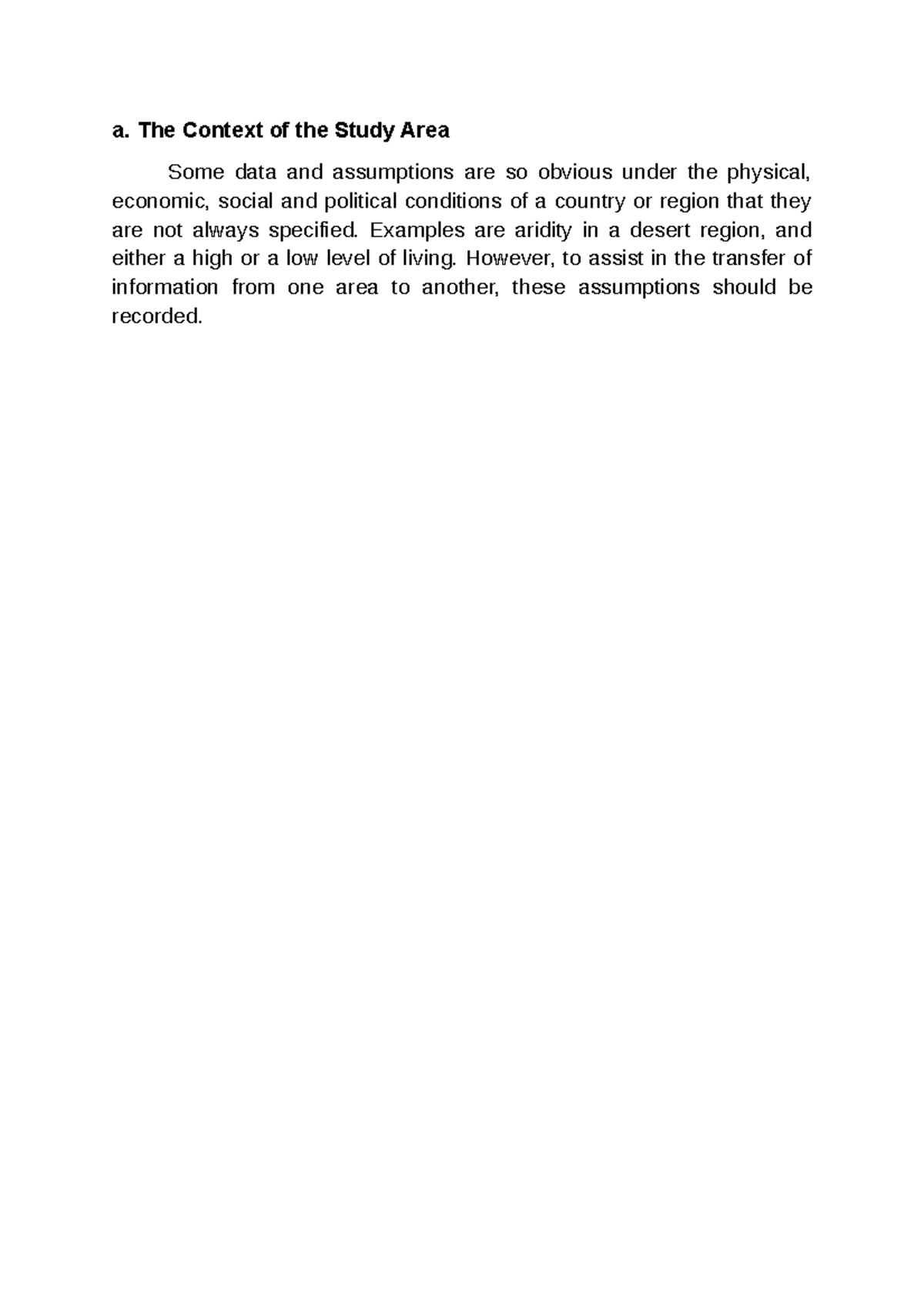 The Context of the Study Area - a. The Context of the Study Area Some ...