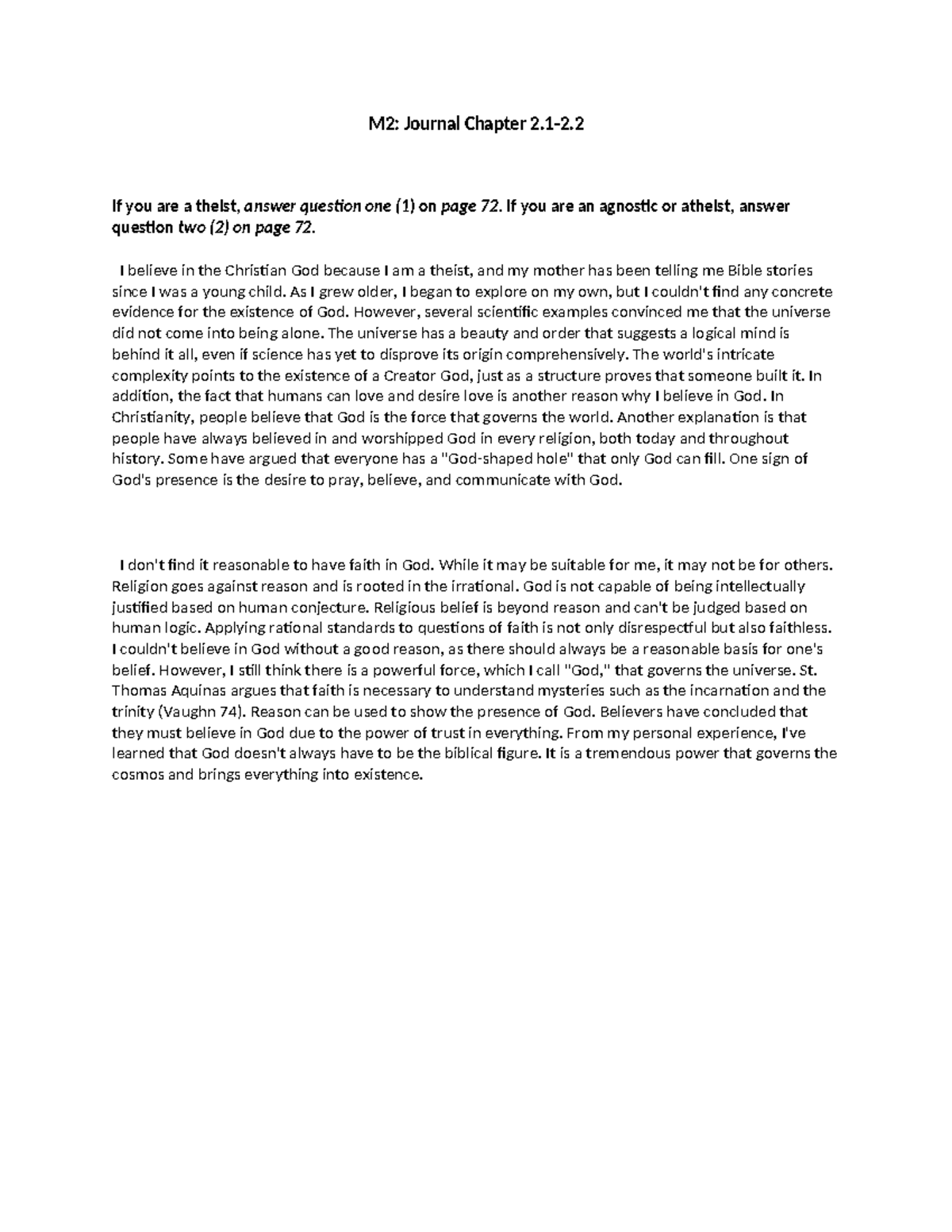 M2 Journal - Chapter 2.1-2.2 (J-03) - M2: Journal Chapter 2-2. If you ...