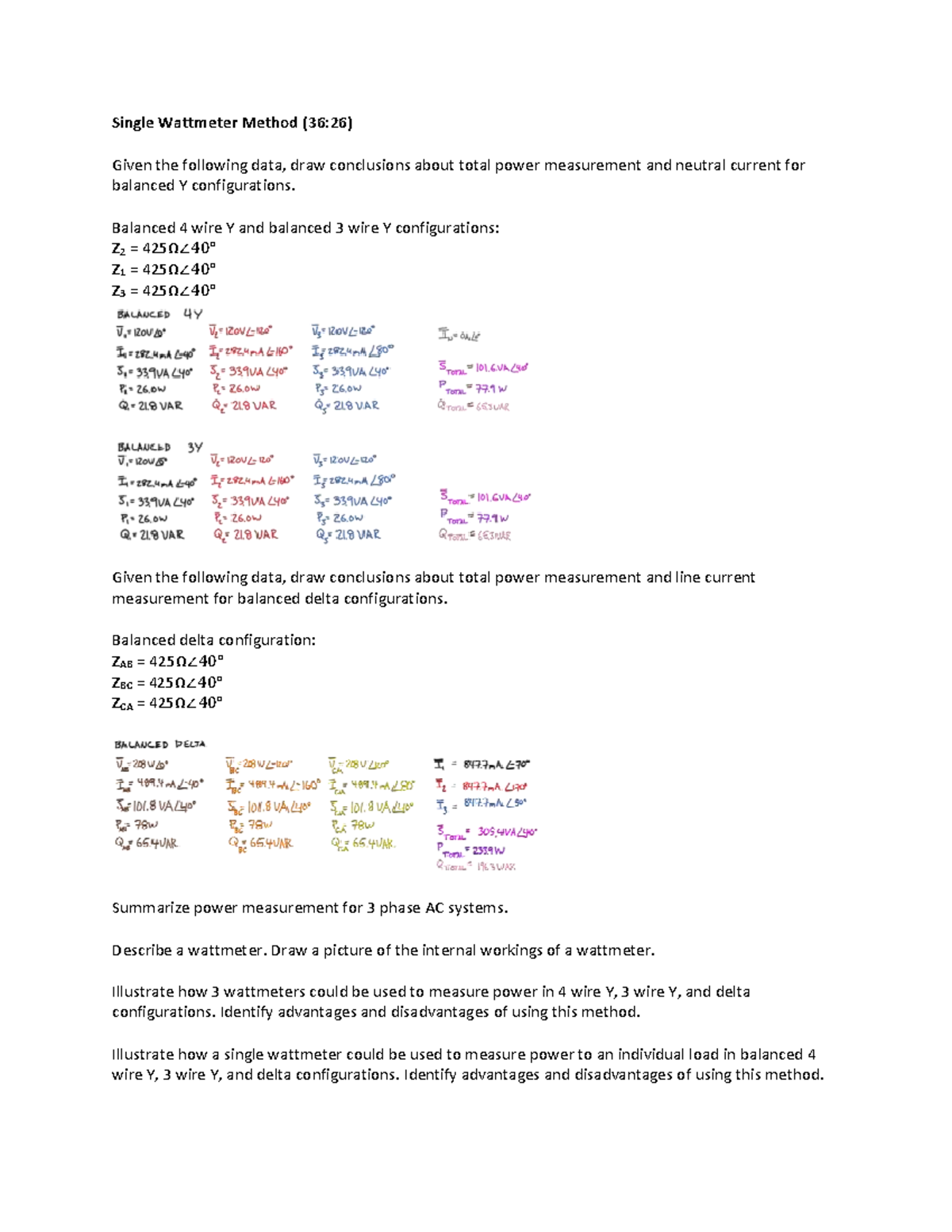 Single Wattmeter Method Study Guide - Single Wattmeter Method (36:26 ...