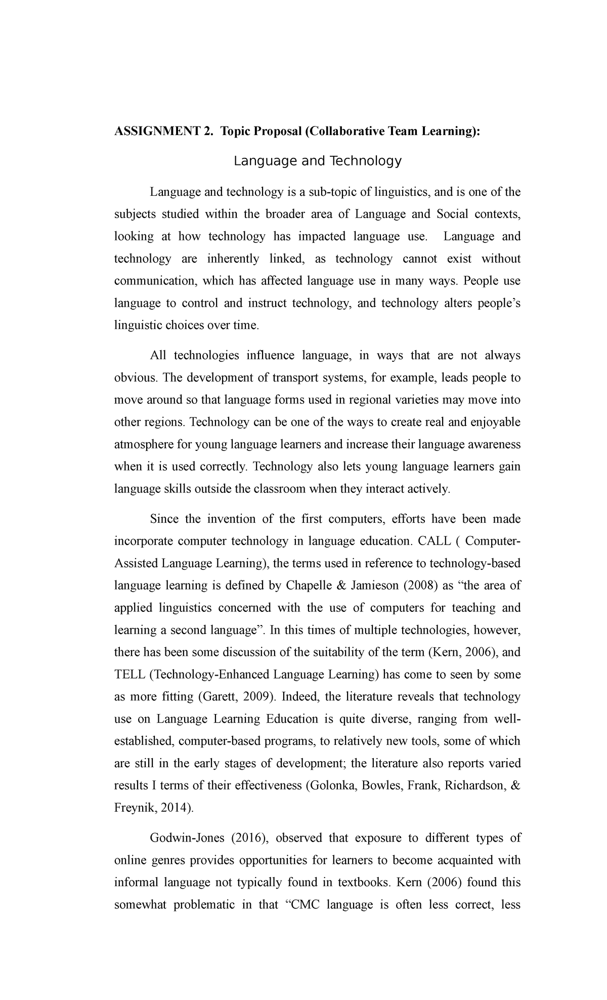 Assignment Topic Proposal - ASSIGNMENT 2. Topic Proposal (Collaborative ...