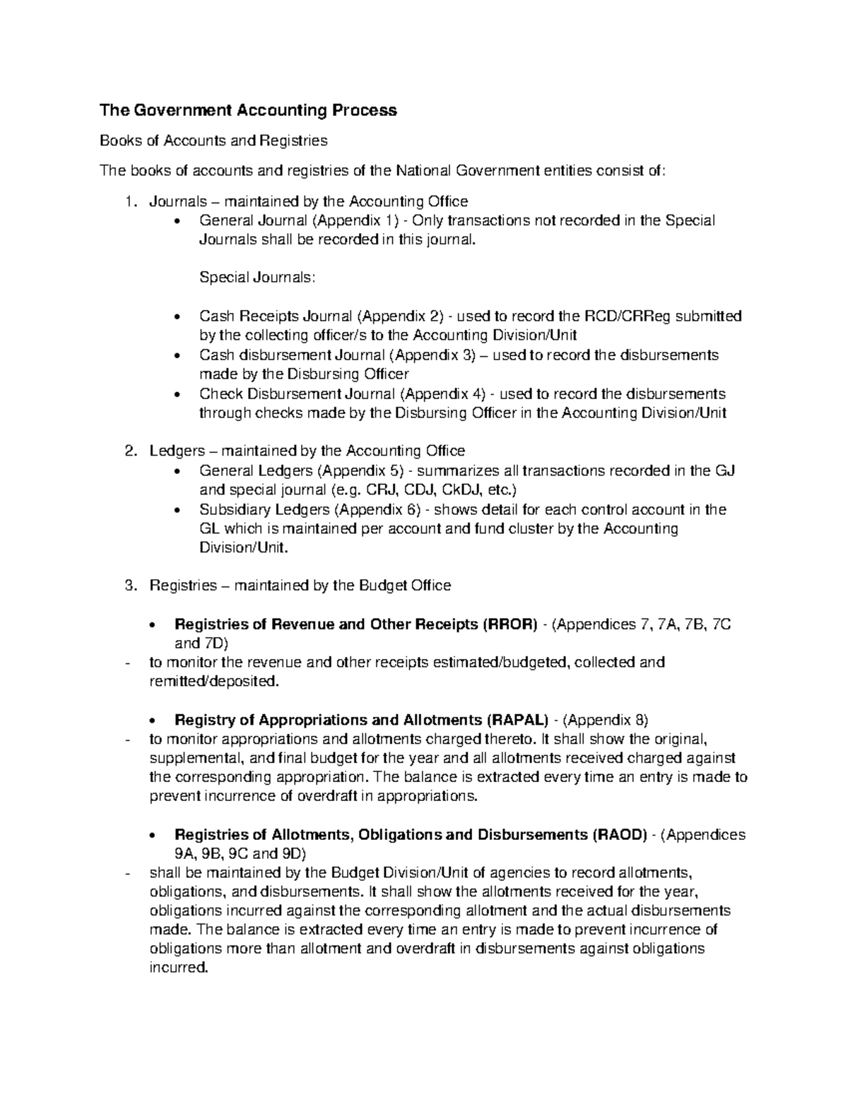 Govt Acctg Process - The Government Accounting Process Books of ...