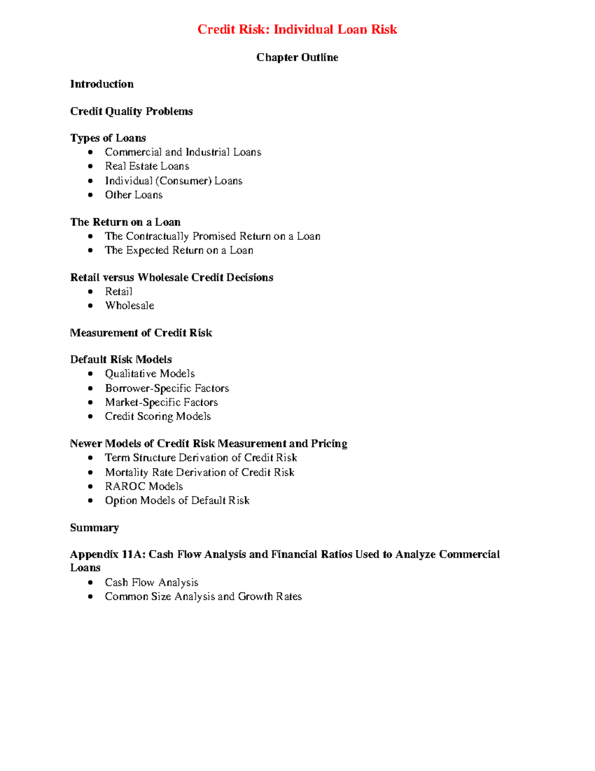 Credit Risk Individual Loan Risk - Credit Risk: Individual Loan Risk ...