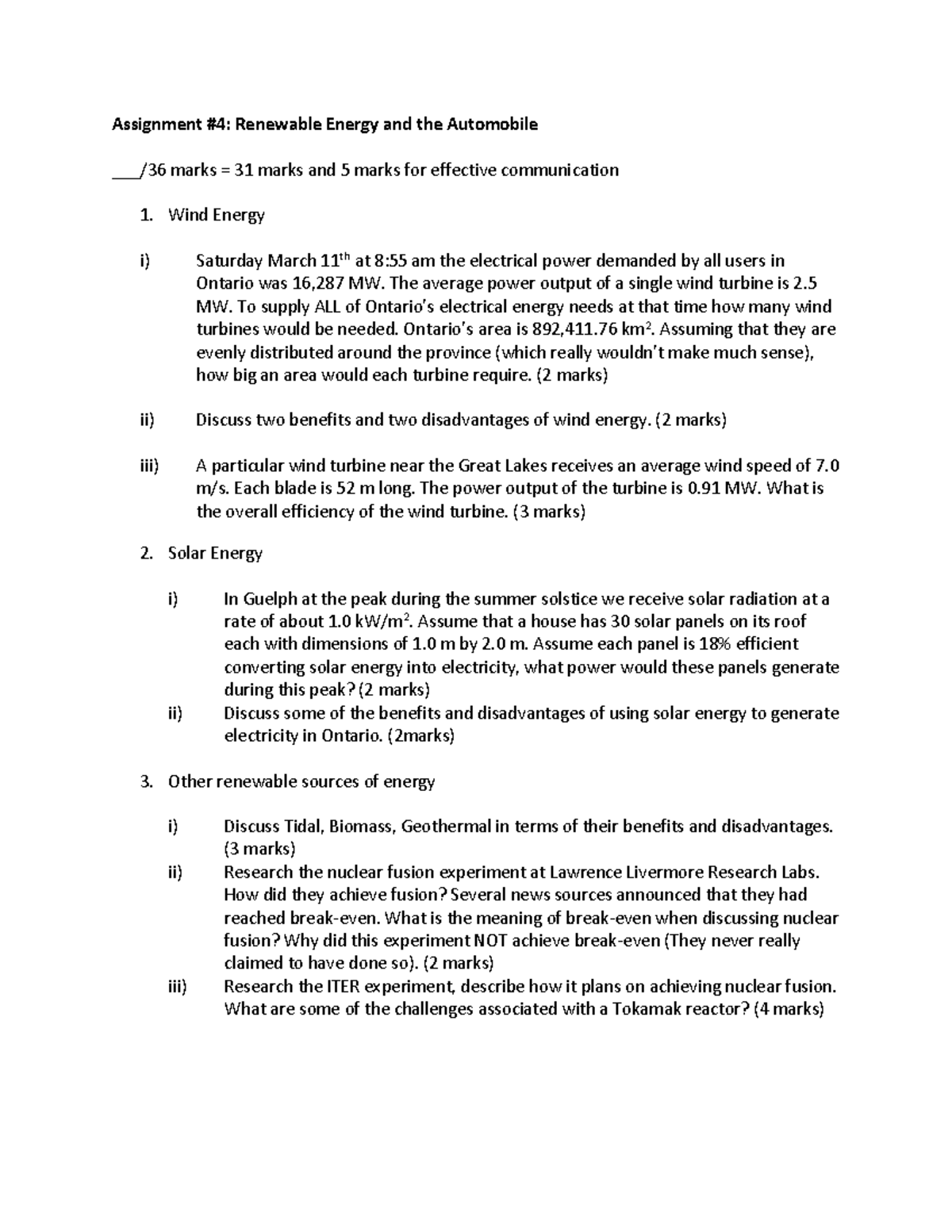 Assignment 5 phys3080 renewable resources - Assignment #4: Renewable ...