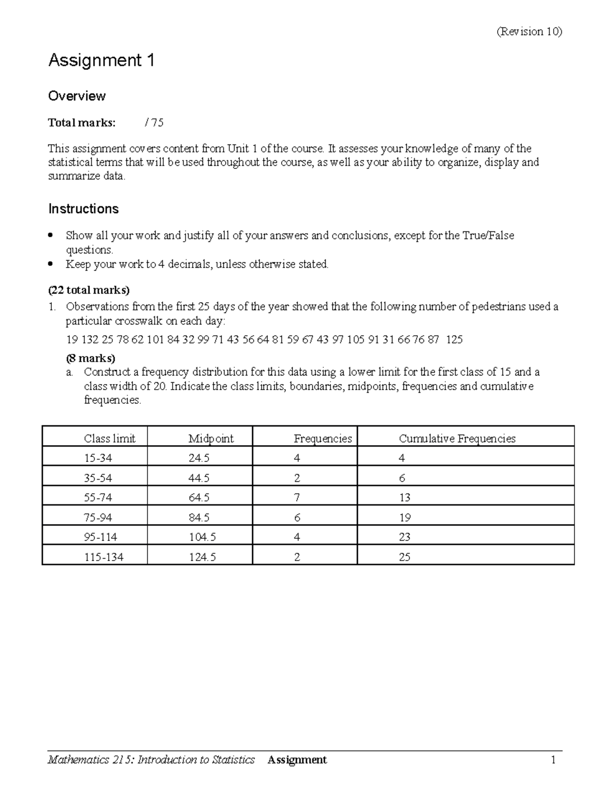 OAssignment 1 solutions Math 215 - Math 215 - AU - Studocu
