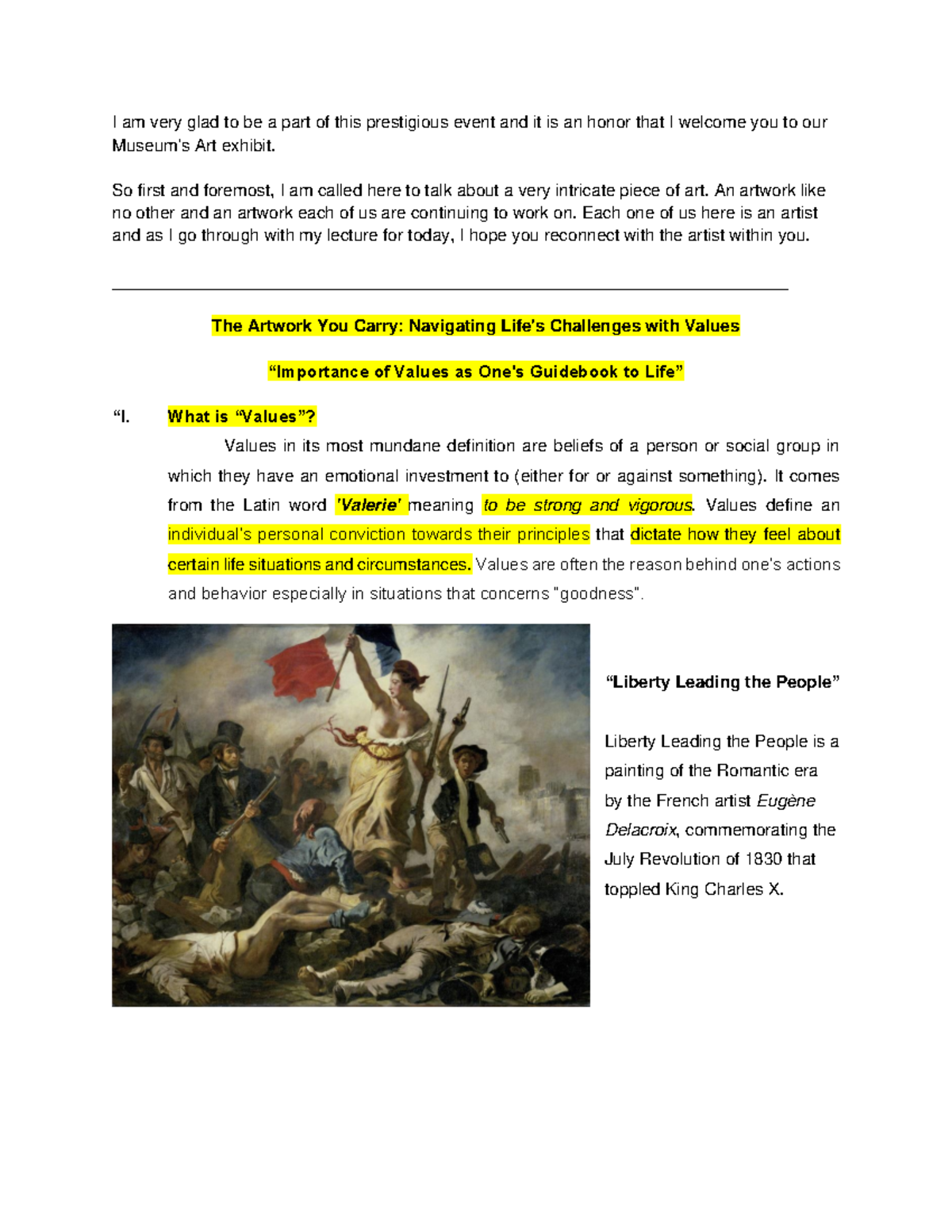 Life Values- Script & FOR PPT - I am very glad to be a part of this ...