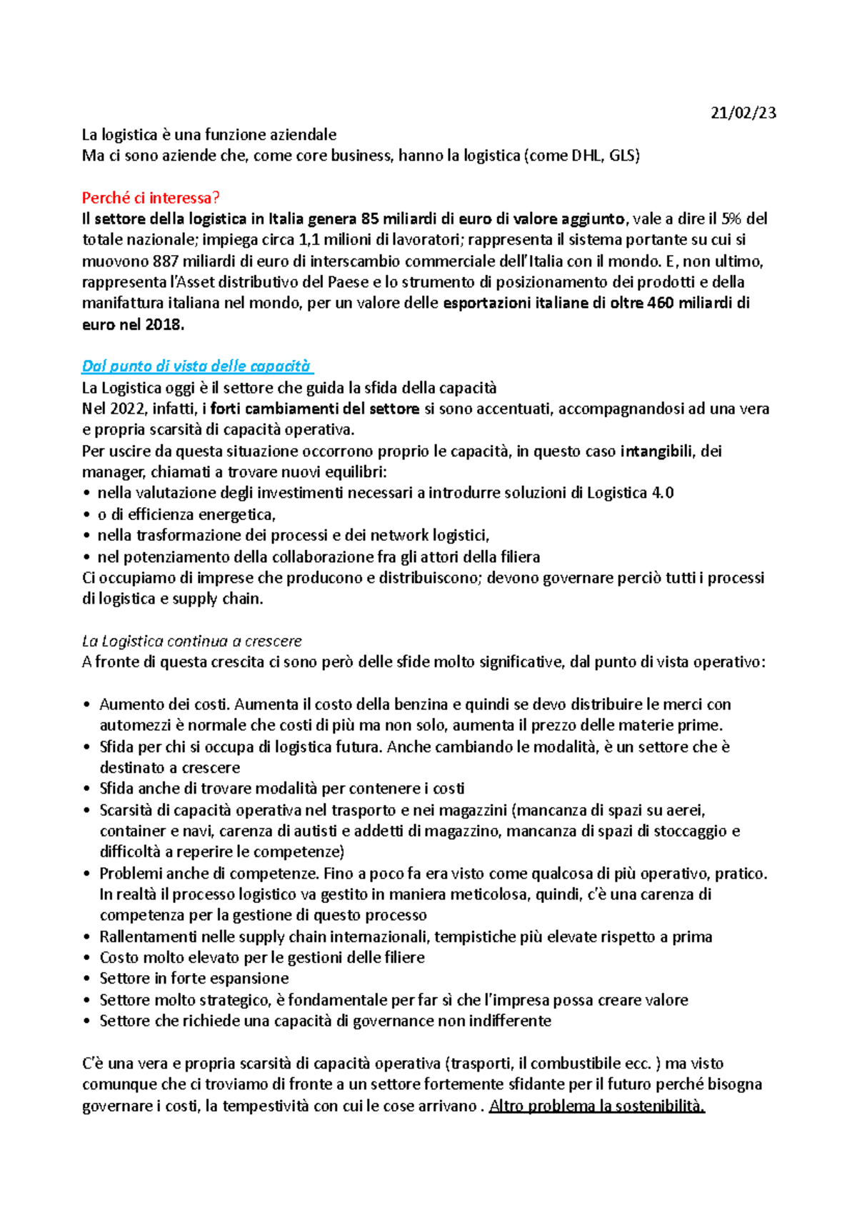 logistica con mara bergamaschi - 21/02/ La logistica è una funzione ...
