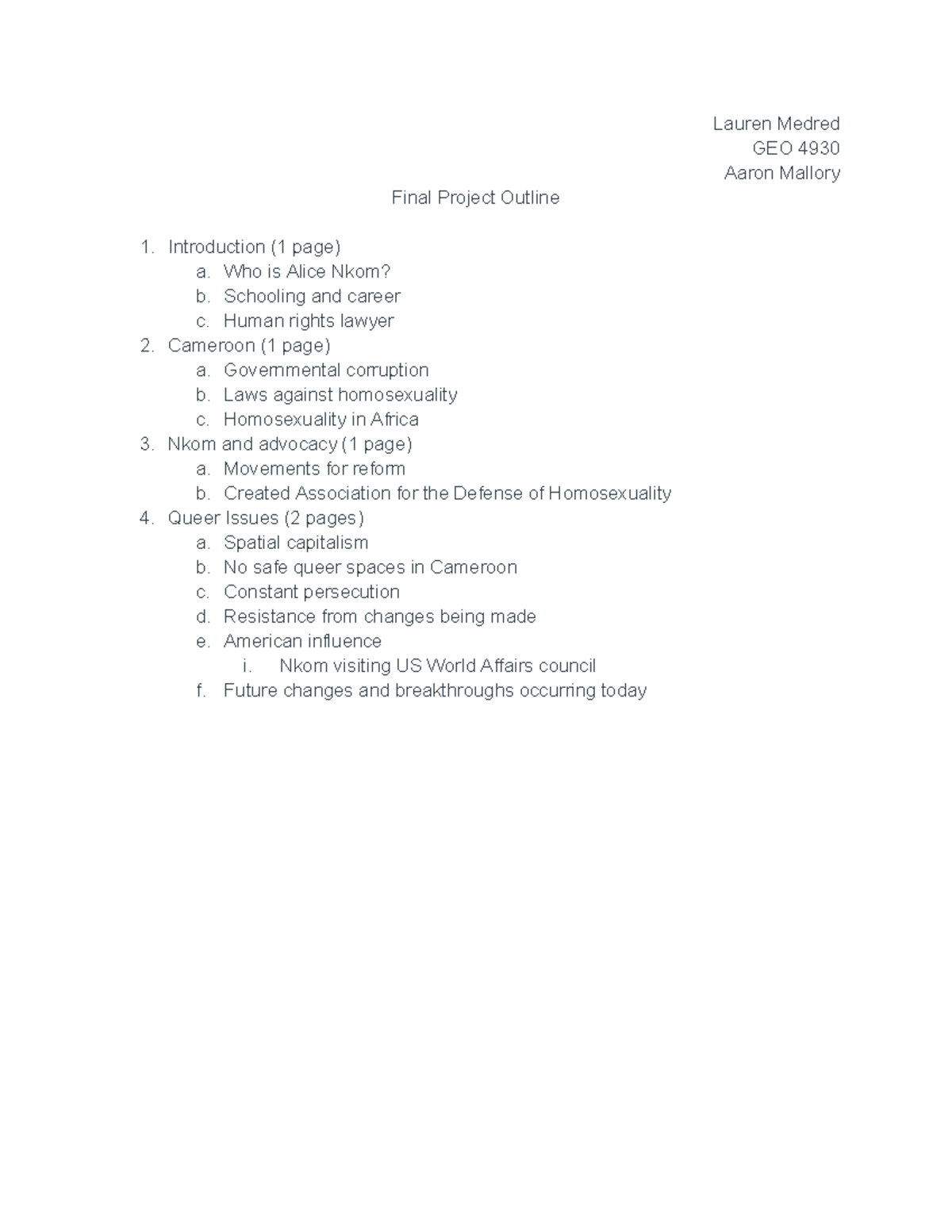Final Project Outline - Queer Geographies - Lauren Medred GEO 4930 ...