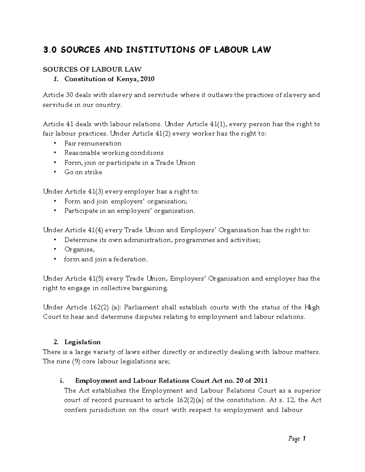 Topic 3-Sources and Institutions of Labour Law - 3 SOURCES AND ...