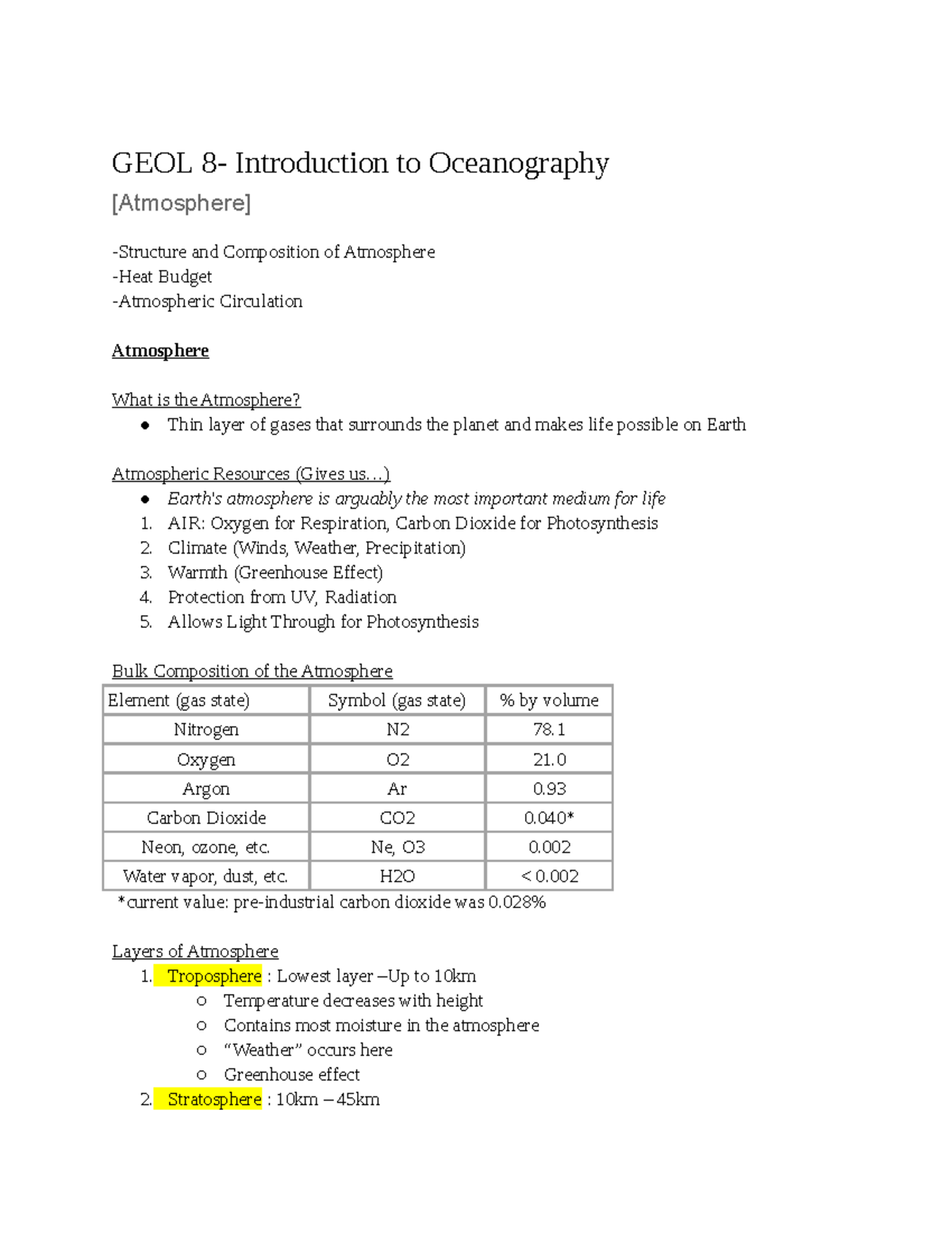 2020-Intro to Oceanography-Atmosphere lecture notes week7 - GEOL 8 ...