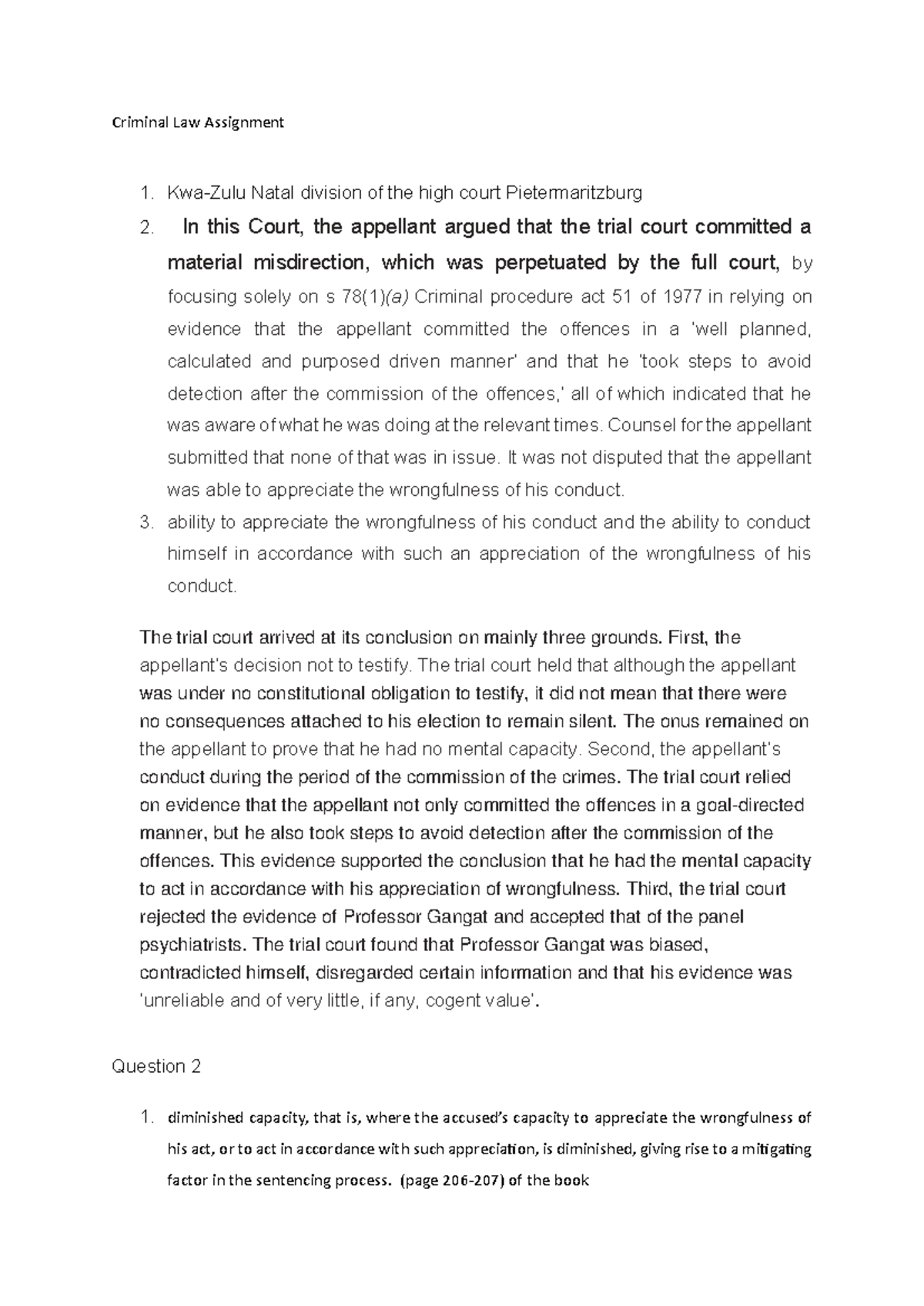 Criminal Law Assignment discussion - Criminal Law Assignment 1. Kwa ...