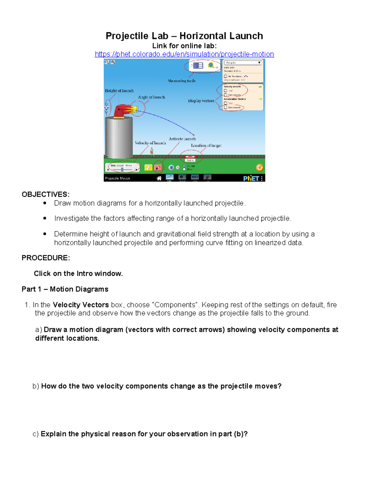 Projectile Lab (Horizontal Launch)-2023 - Projectile Lab – Horizontal ...