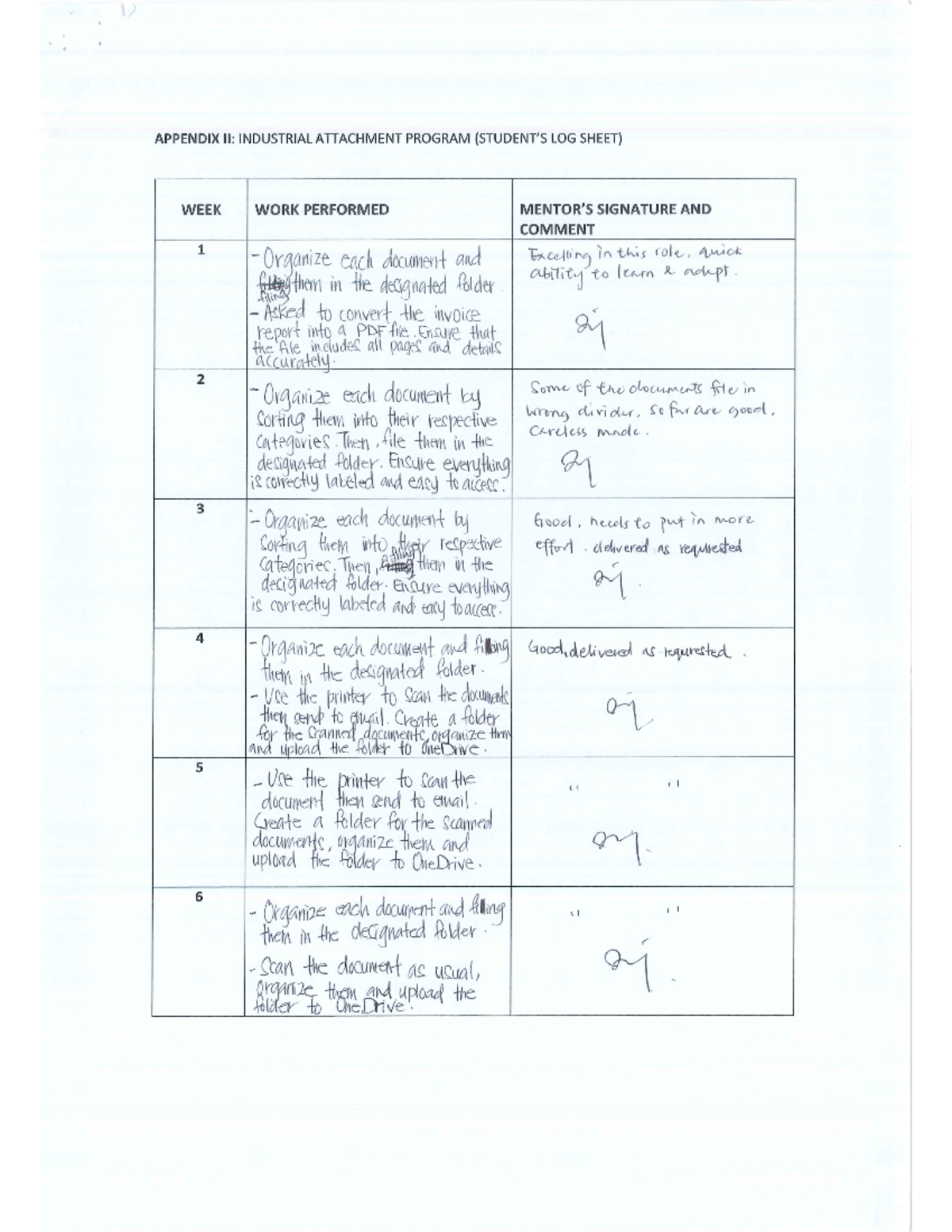 5 - Practice materials - APPENDIX II: INDUSTRIAL ATTACHMENT PROGRAM LOG ...