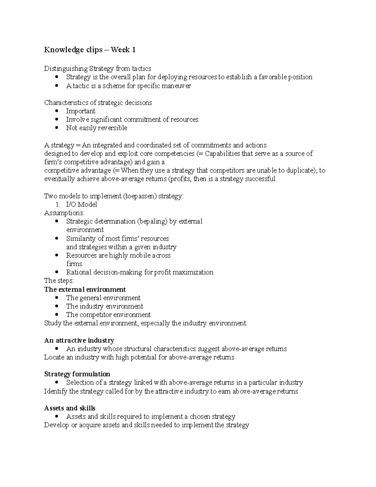 Strategy and Organisation - Knowledge clips - Knowledge clips – Week 1 ...